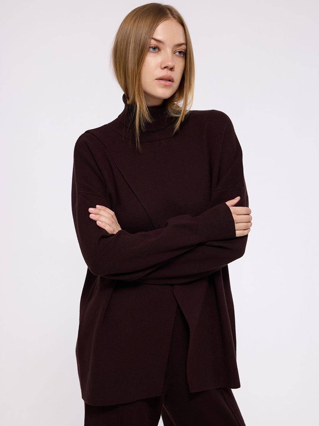 Buy COVER STORY Women Turtle Neck Longline Pullover Sweaters - Sweaters ...