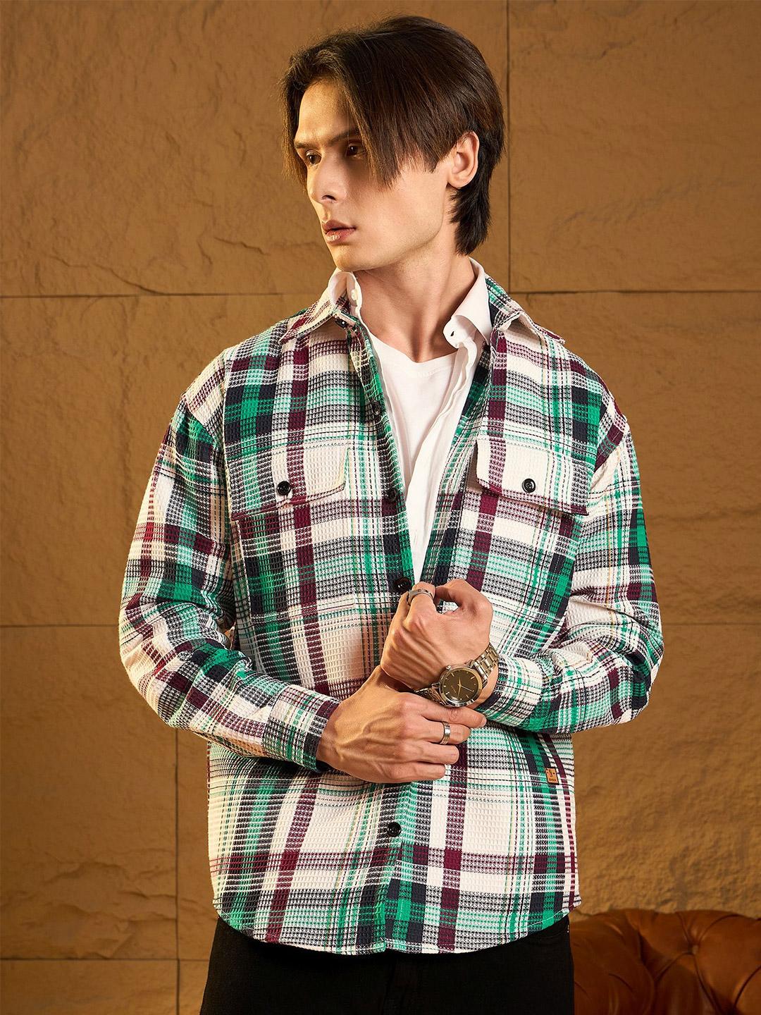 Buy DENNISON Men Double Pocket Drop Shoulder Oversized Pure Cotton ...