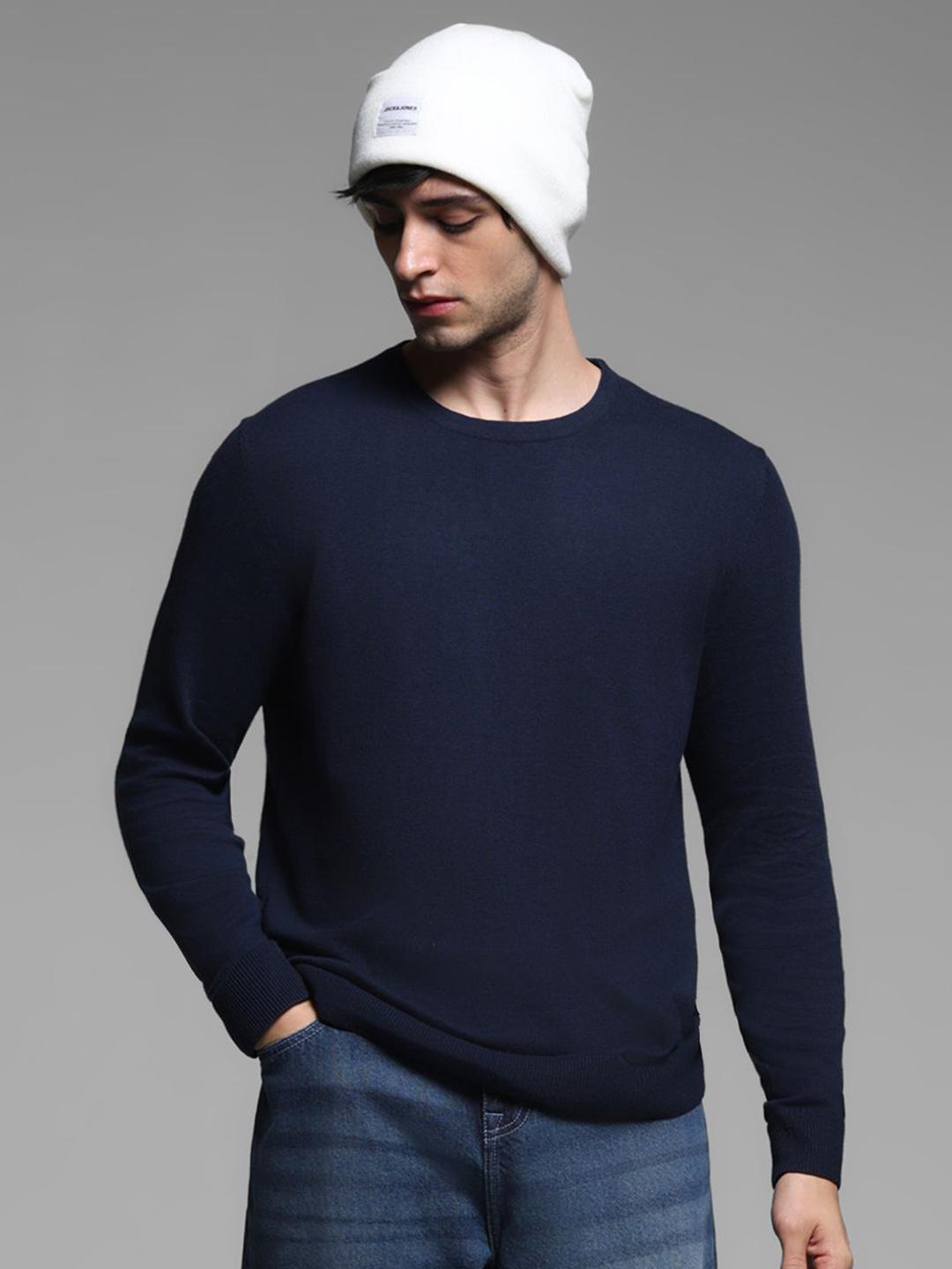 Buy Jack & Jones Men Solid Pullover Long Sleeves Casual Sweaters ...