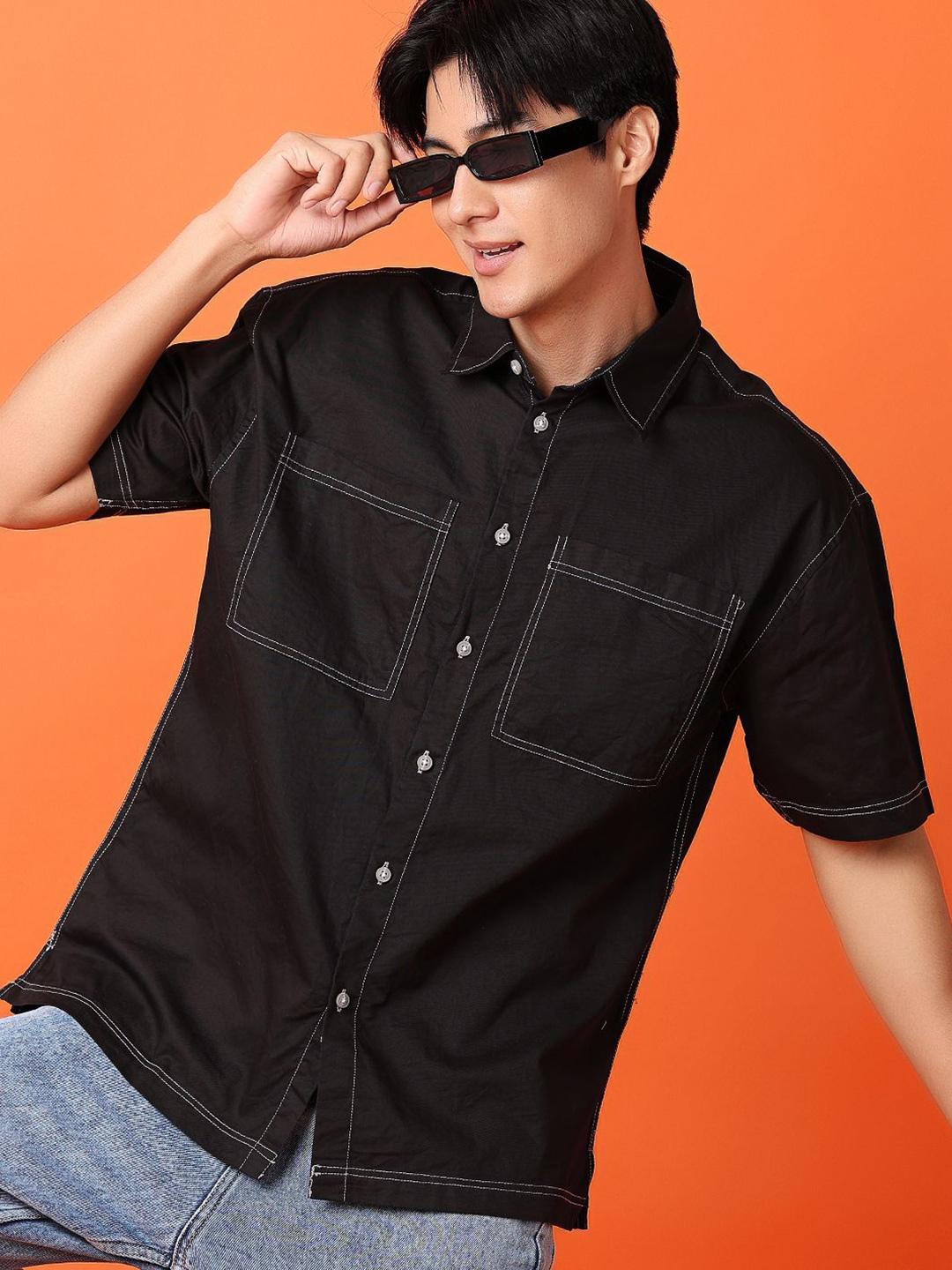 Buy V Mart Men Spread Collar Solid Cotton Casual Shirt - Shirts for Men ...