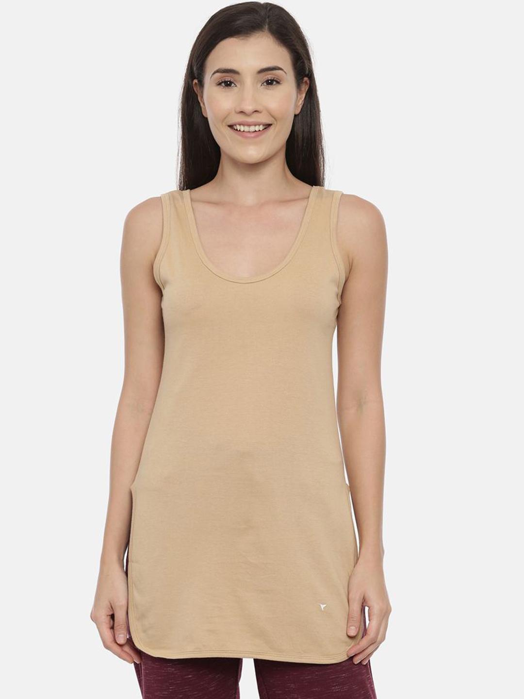 Buy BLOSSOM Women Round Neck Cotton Longline Side Slits Slip - Slips ...