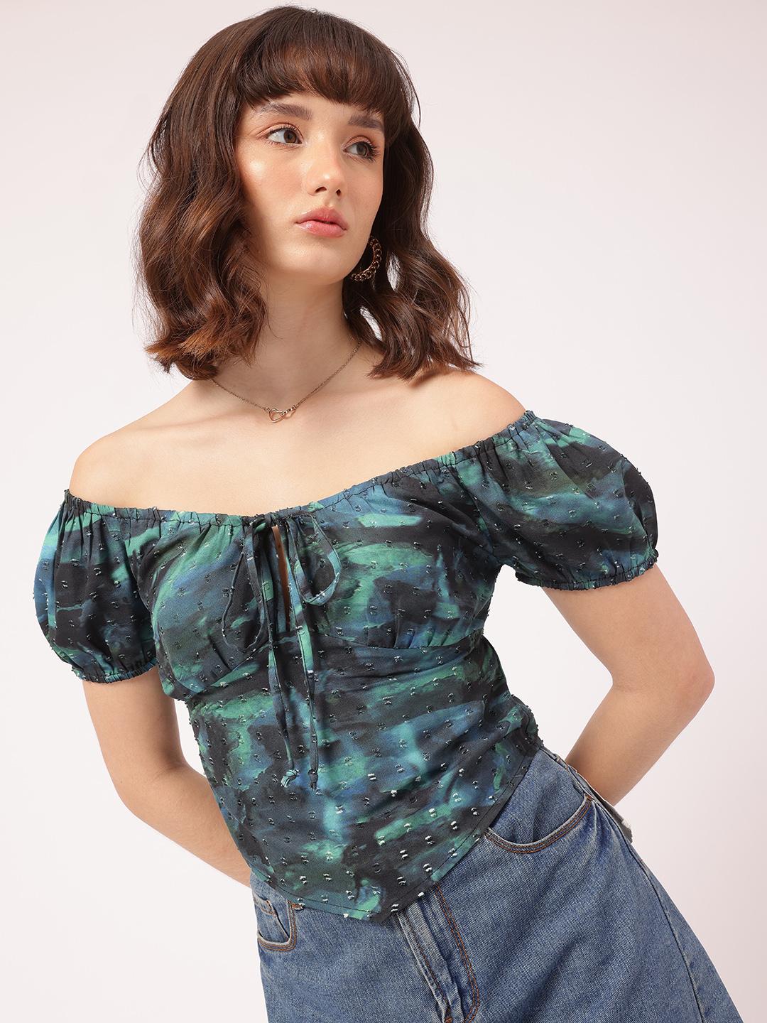 Buy DressBerry Dainty Darling Printed Dobby Weave Top - Tops for Women ...