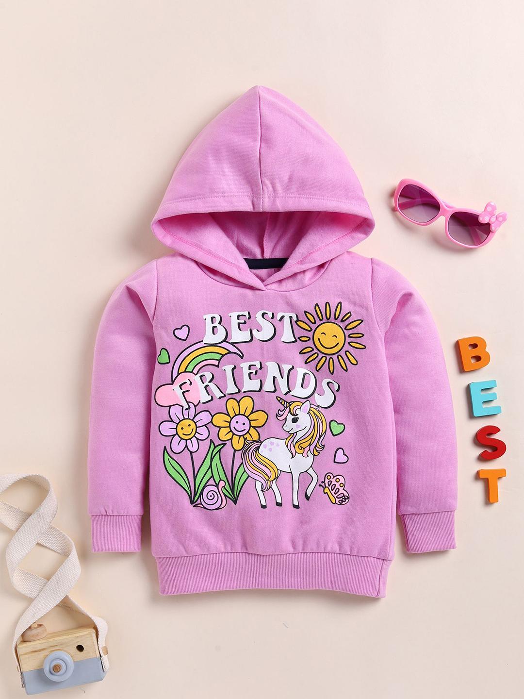Buy YK Girls Typography Printed Hooded Sweatshirt - Sweatshirts for ...