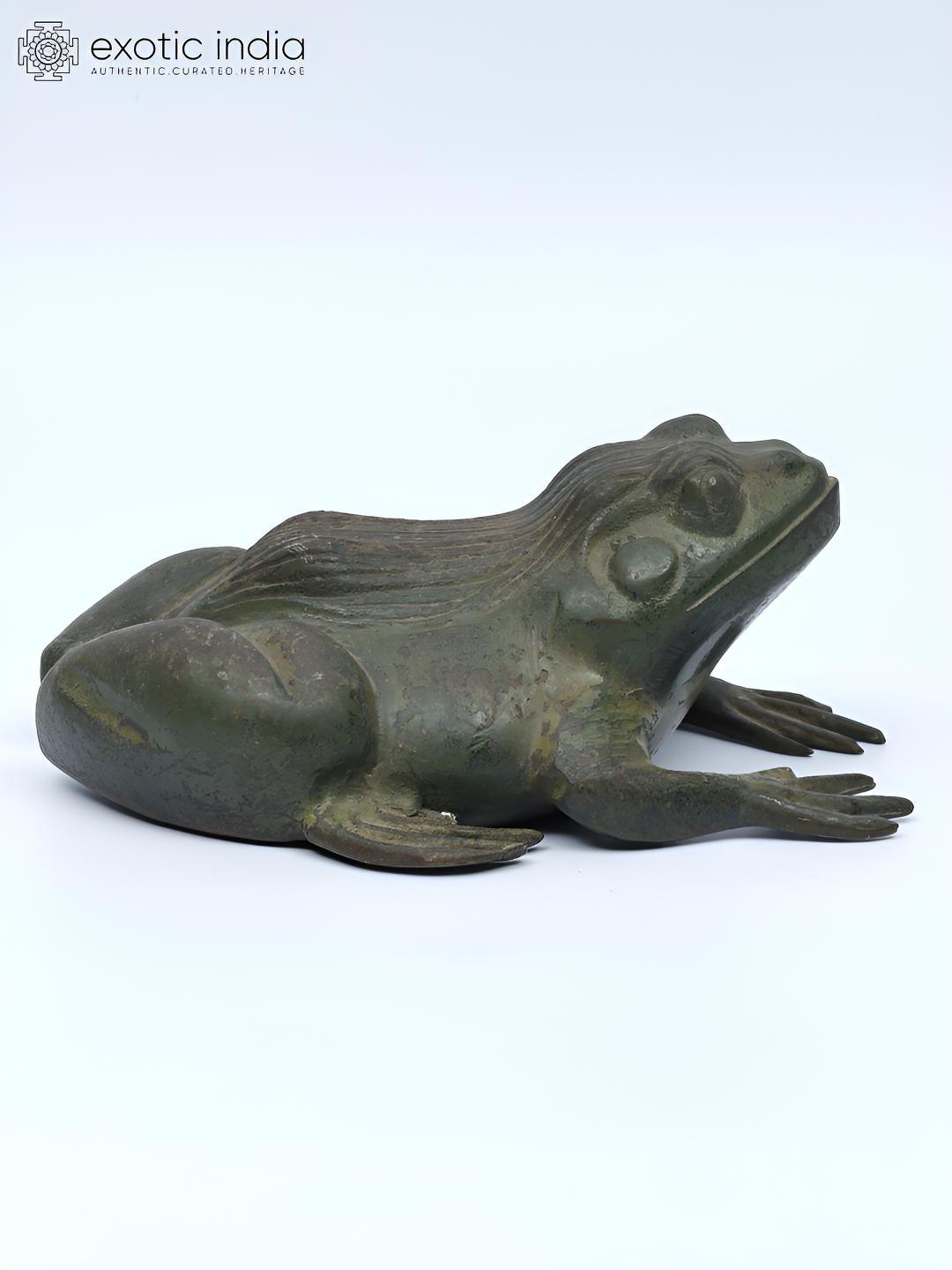 Buy Exotic India 8" Brass Frog Figurine Brass Statue - Showpieces for ...