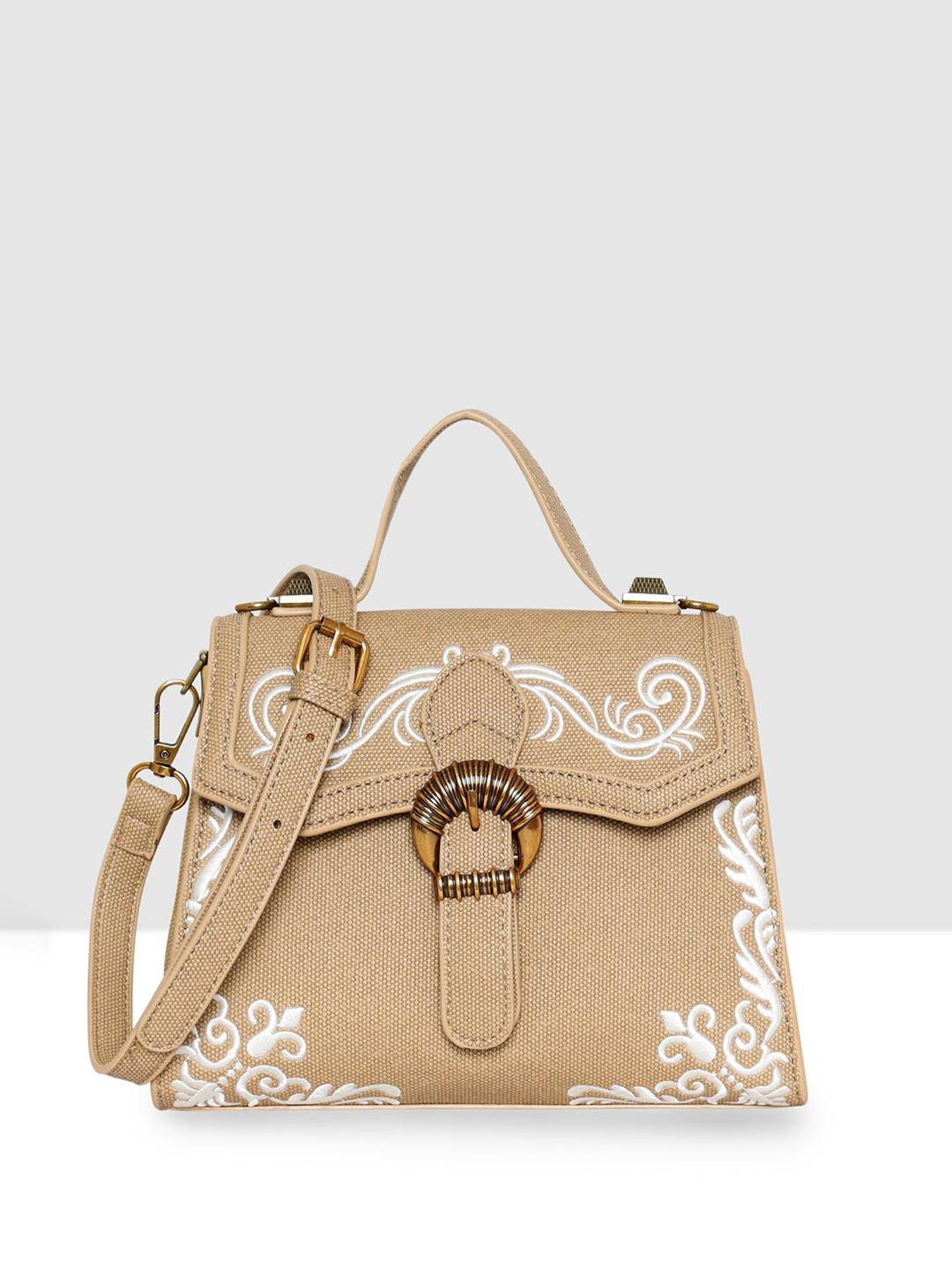 Buy ESBEDA Women Ethnic Motifs Textured Structured Satchel Bag ...