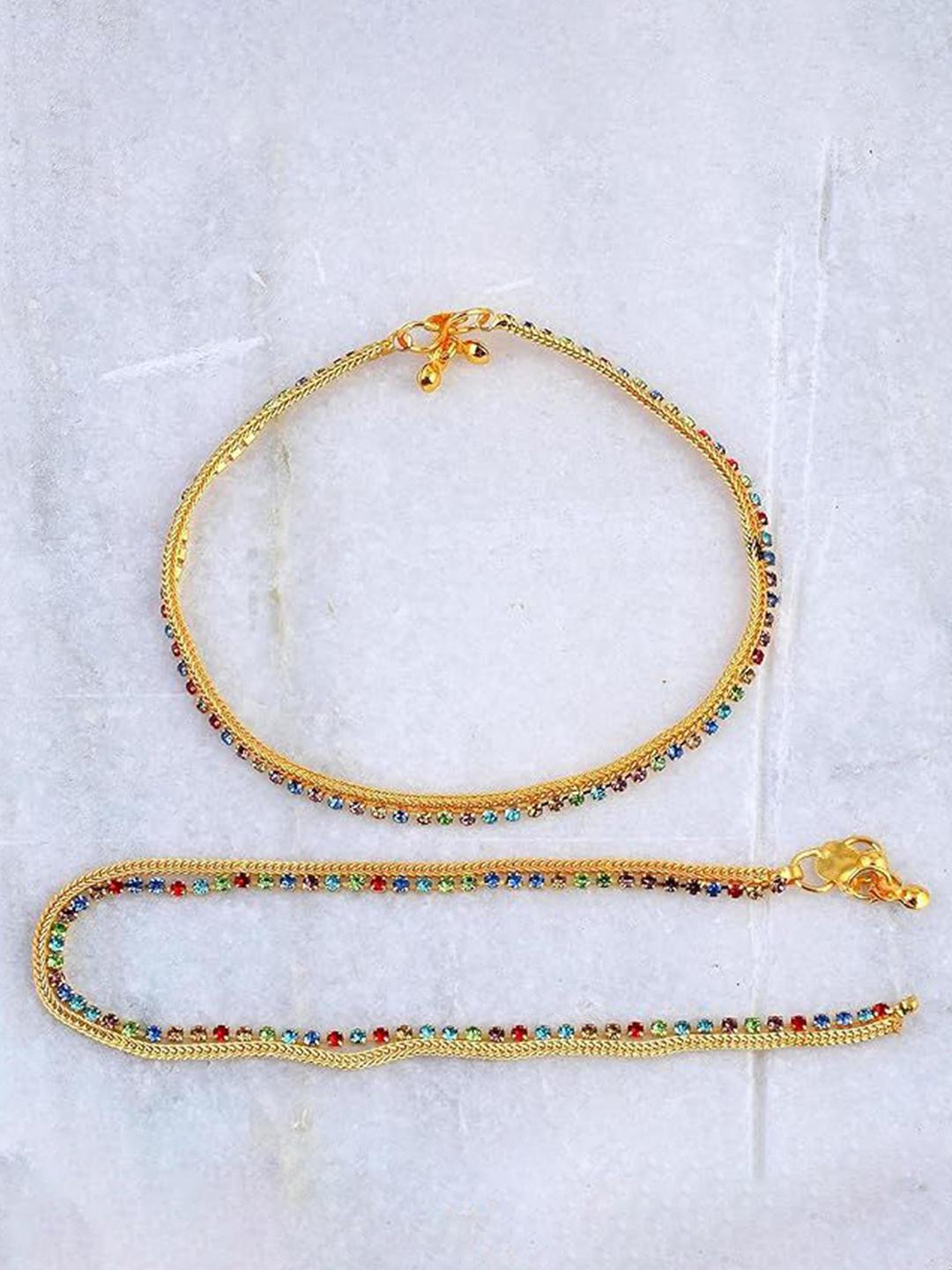 Buy MEMOIR Gold Plated CZ Traditional Payal Pajeb Anklet - Anklet for ...