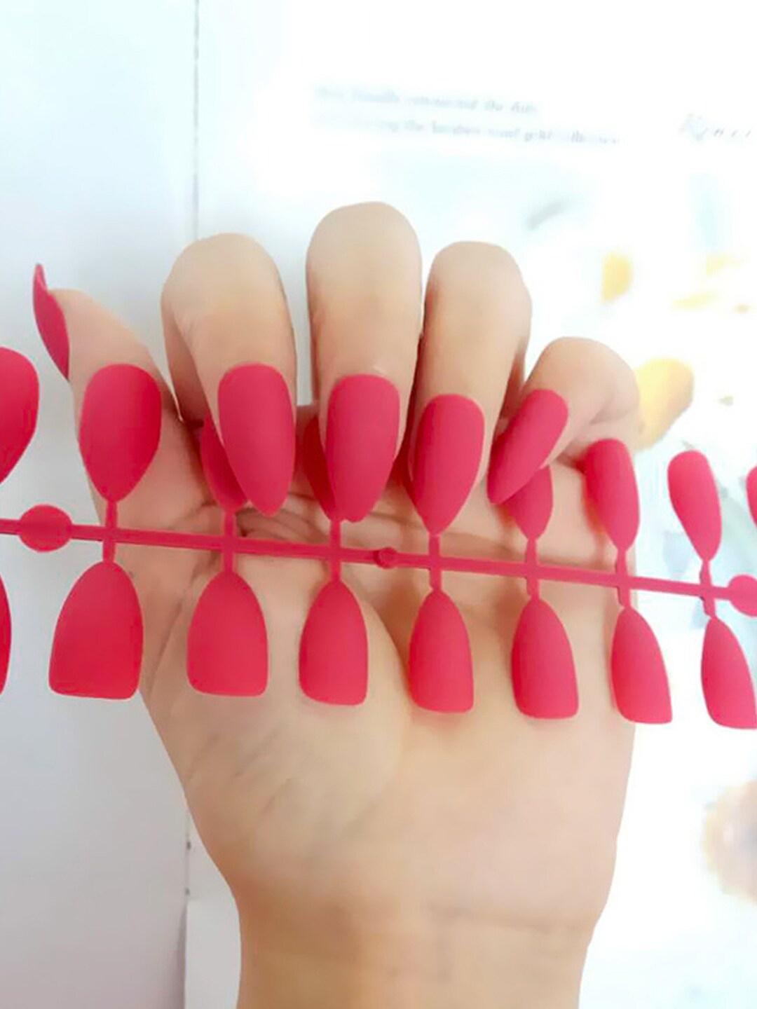 Buy Secret Lives Set Of 24 Plain Matte Fake Nail Extensions Matt Dark ...