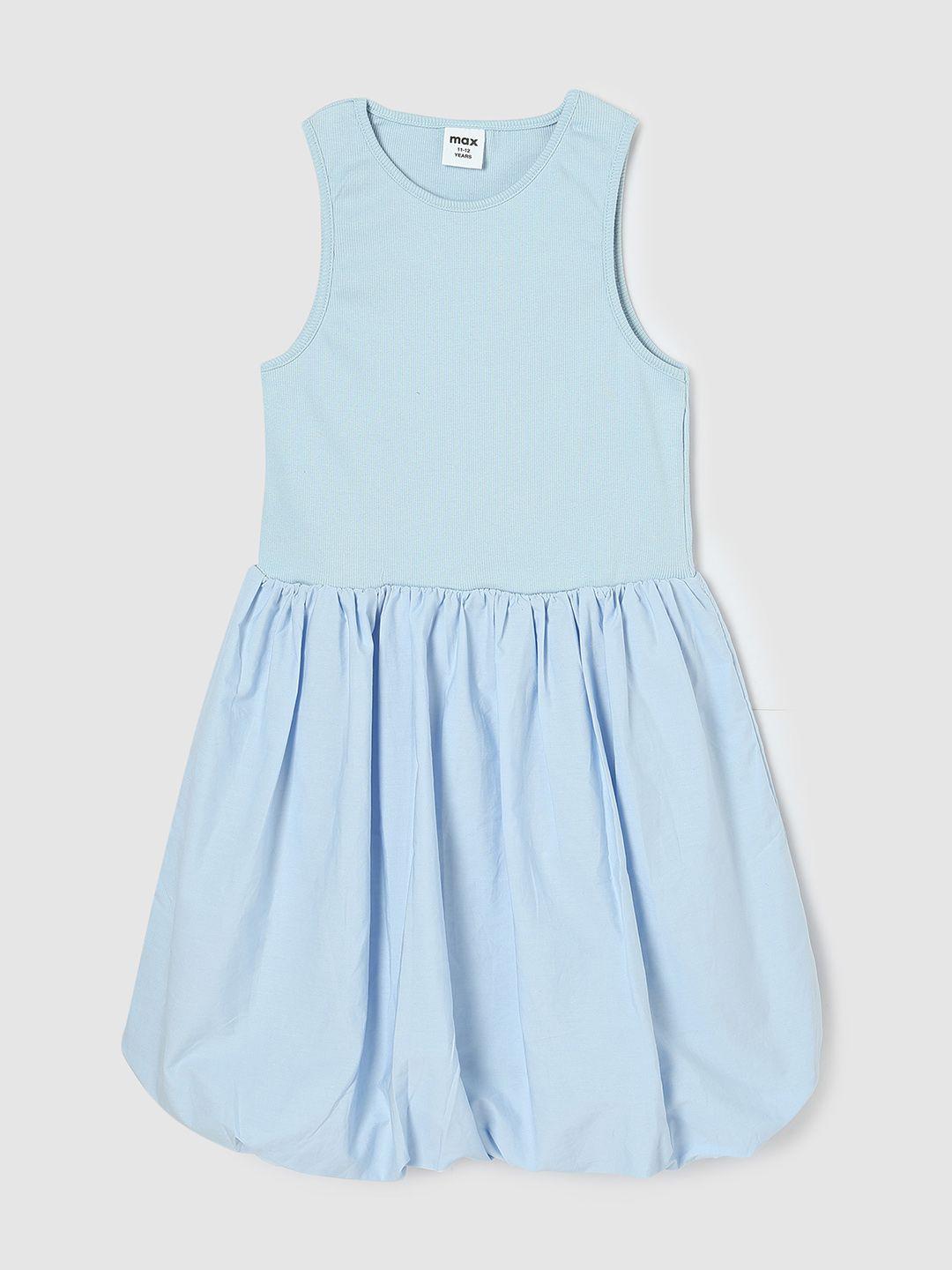Buy Max Girls Cotton Solid Round Neck A Line Dress - Dresses for Girls ...