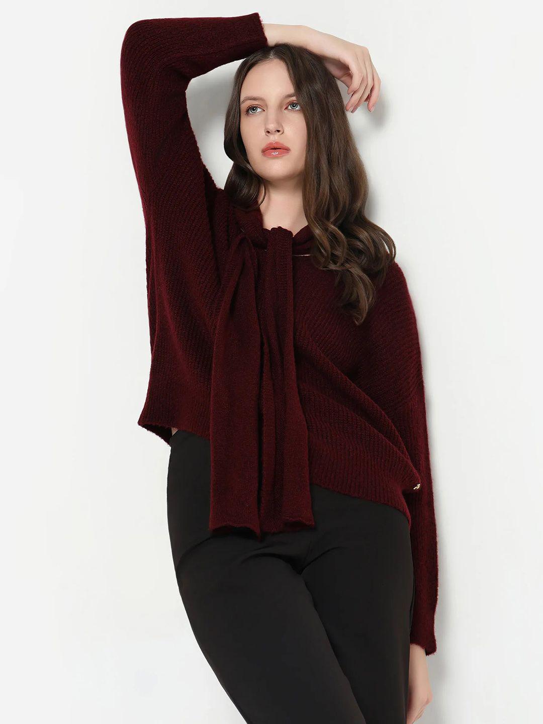 Buy RAREISM Women Maroon Plain Full Sleeve Full Sleeve Relaxed Fit ...