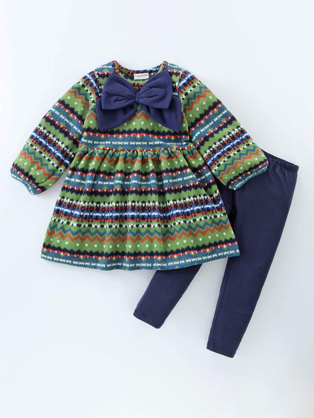 Buy CrayonFlakes Girls Polar Fleece Round Neck Printed Top With ...
