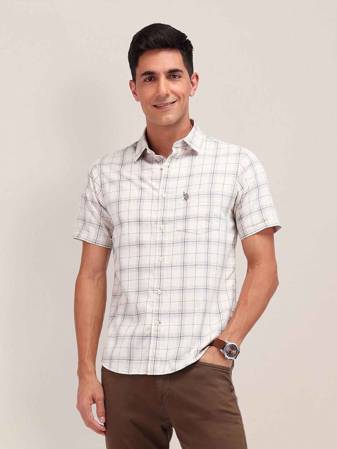 Buy U.S. Polo Assn. Men Tailored Fit Tartan Checks Opaque Checked ...