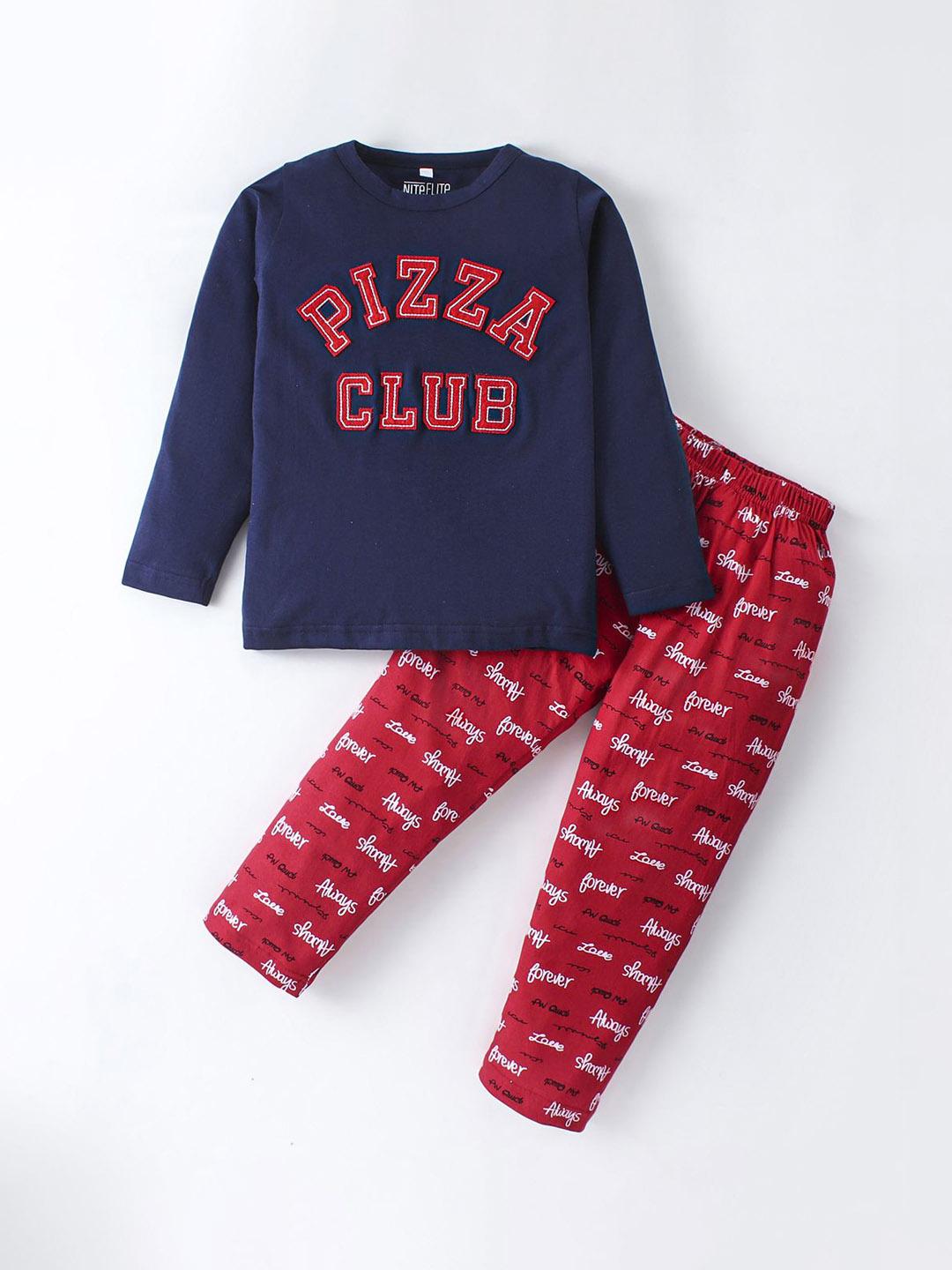 Buy Nite Flite Girls Pure Cotton Printed Long Sleeves Night Suit ...