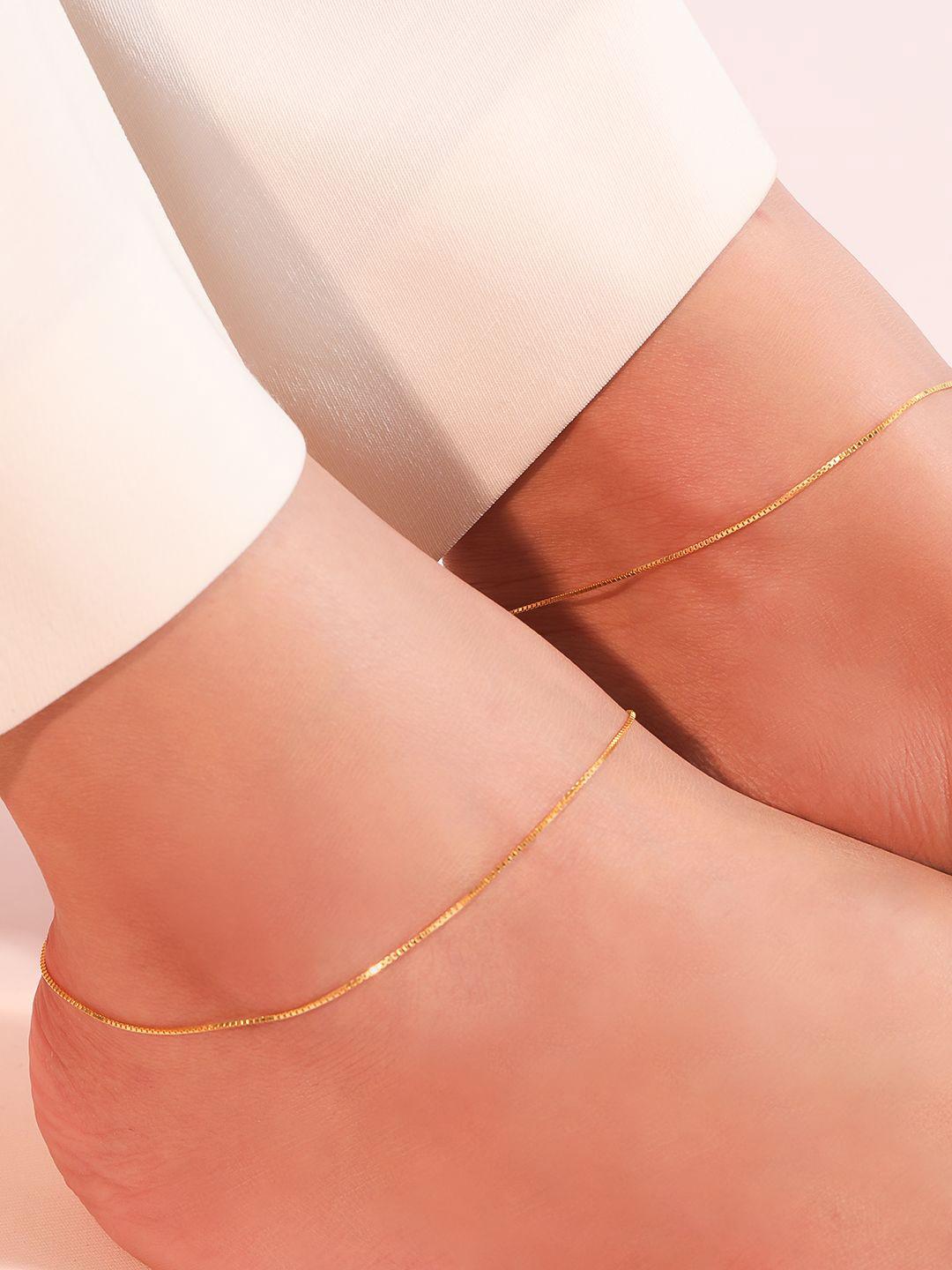 Buy Zavya 925 Pure Sterling Silver Gold Plated Anklets - Anklet for ...