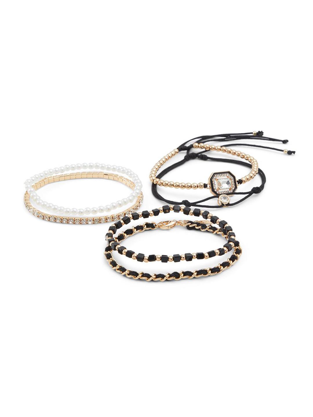 Buy ALDO Set Of 6 Brass Plated Amethyst Studded Bracelets - Bracelet ...