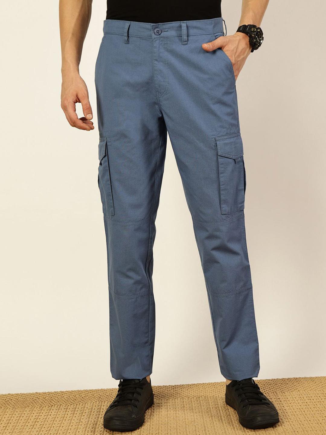 Buy Thomas Scott Men Smart Straight Pure Cotton Cargos - Trousers for ...