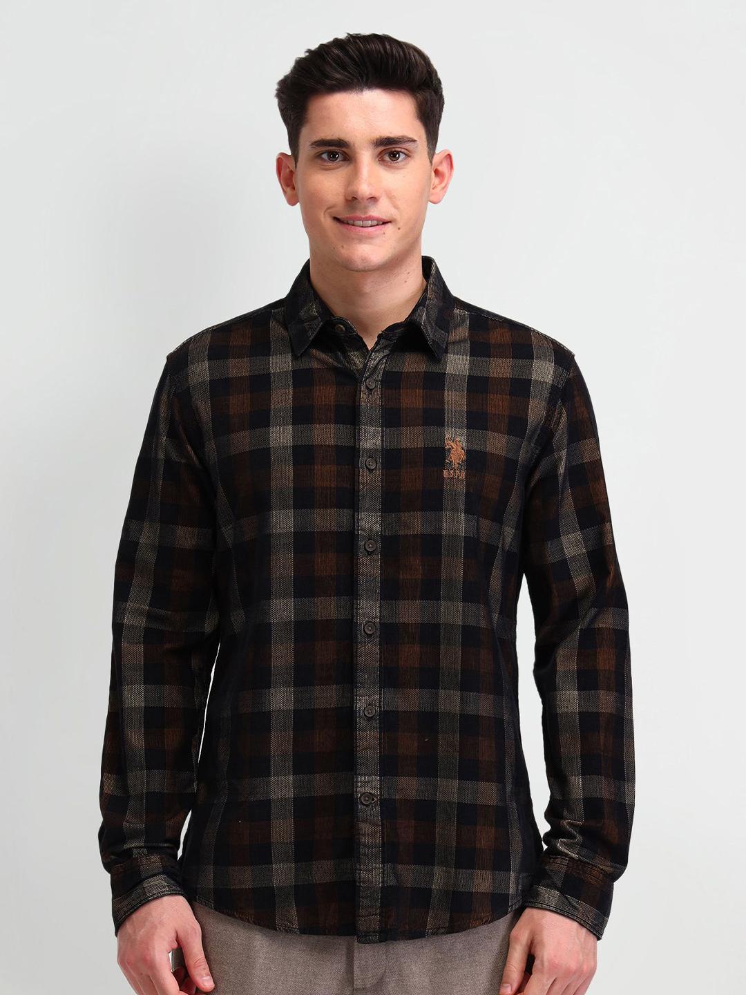 Buy U.S. Polo Assn. Denim Co. Men Manhattan Checks Printed Cotton Slim ...
