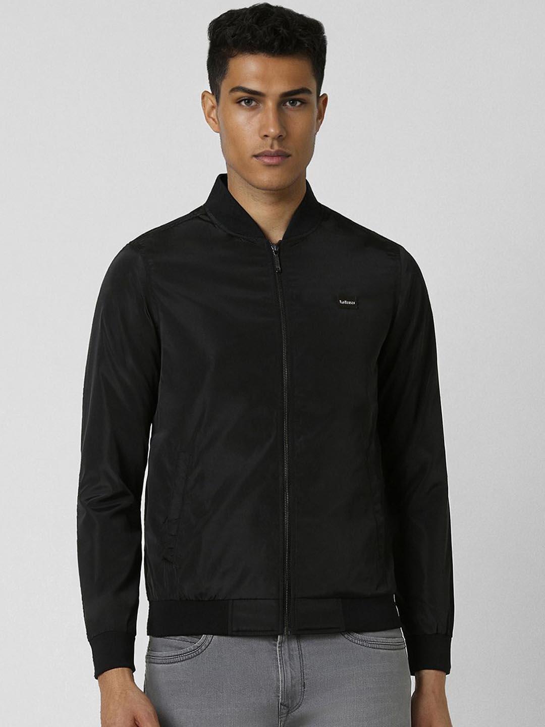Buy Van Heusen Men Stand Collar Solid Casual Bomber Jacket - Jackets ...