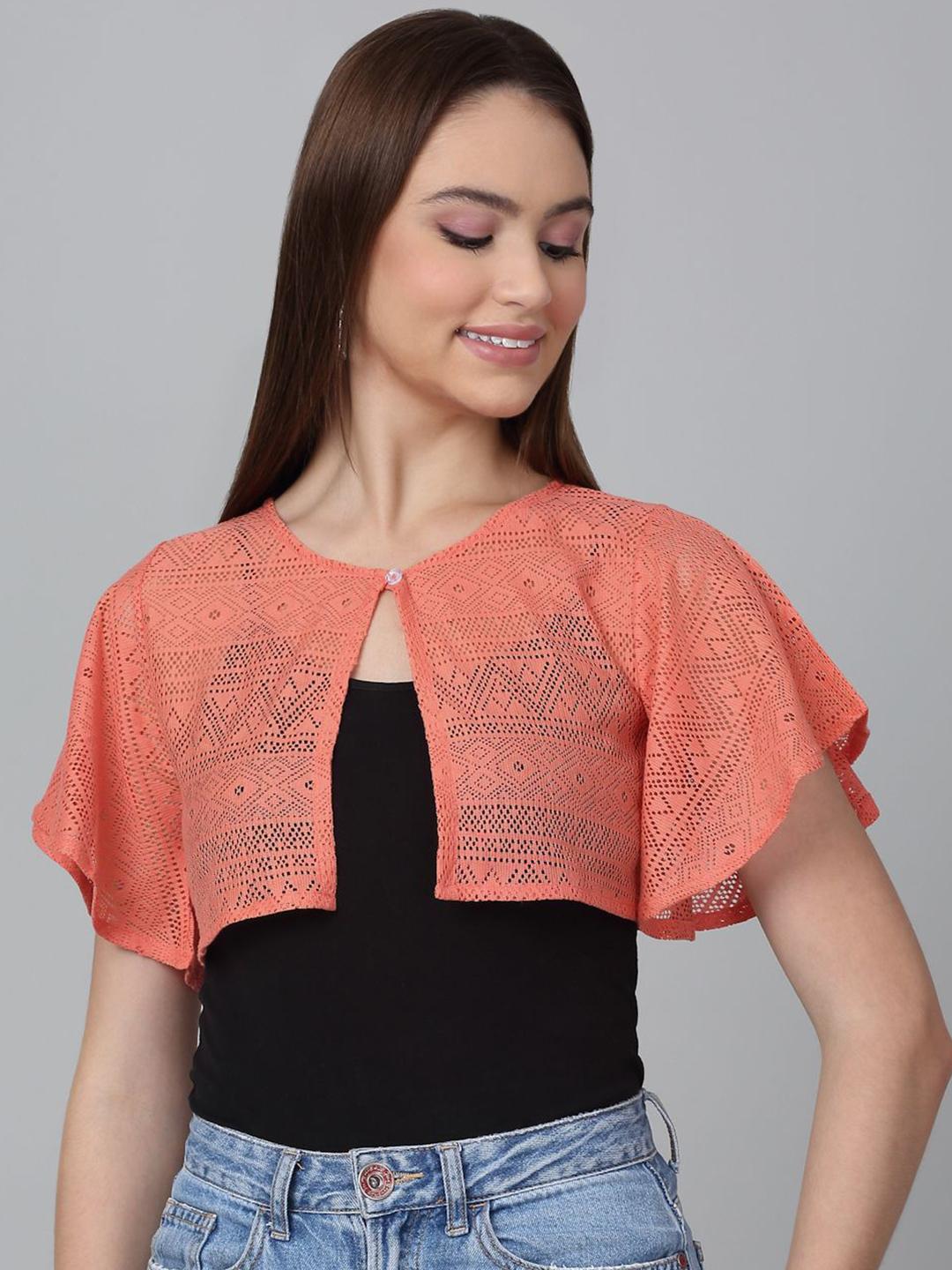 Buy Dressitude Self Designed Flared Sleeves Button Closure Cotton Lace ...