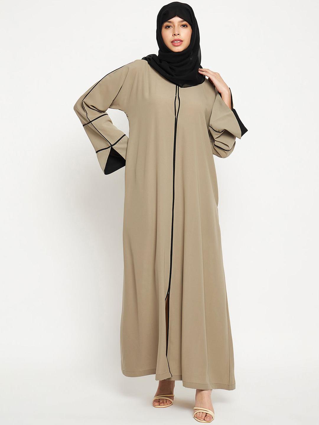 Buy NABIA A Line Abaya Burqa With Black Piping Design - Burqas for ...