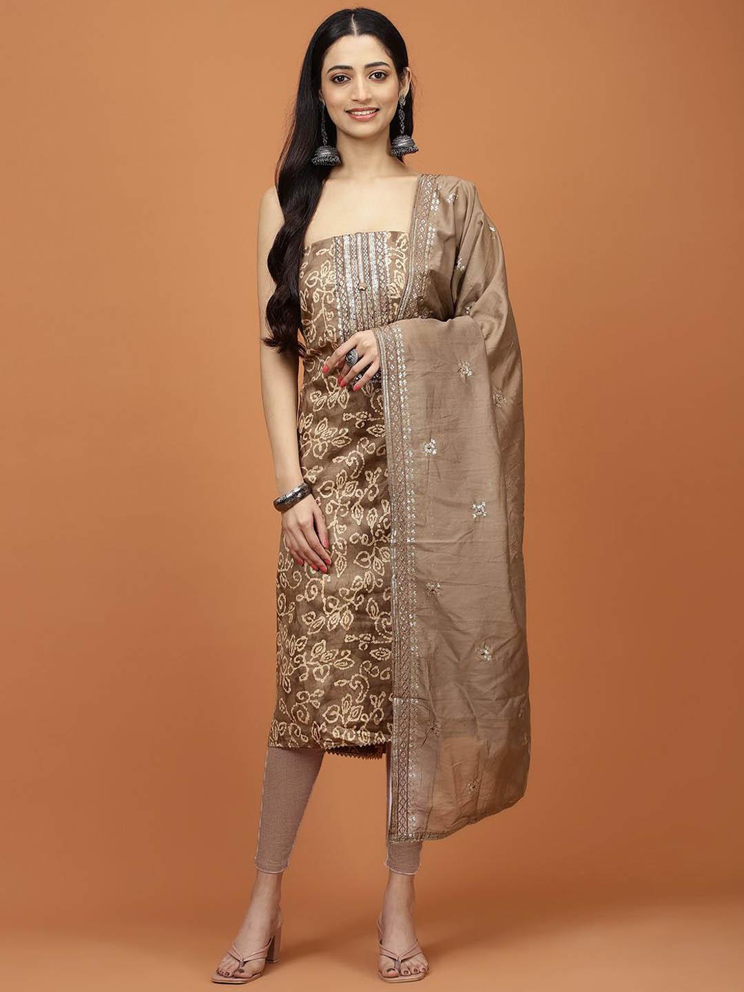Buy Meena Bazaar Printed Unstitched Dress Material - Dress Material for ...