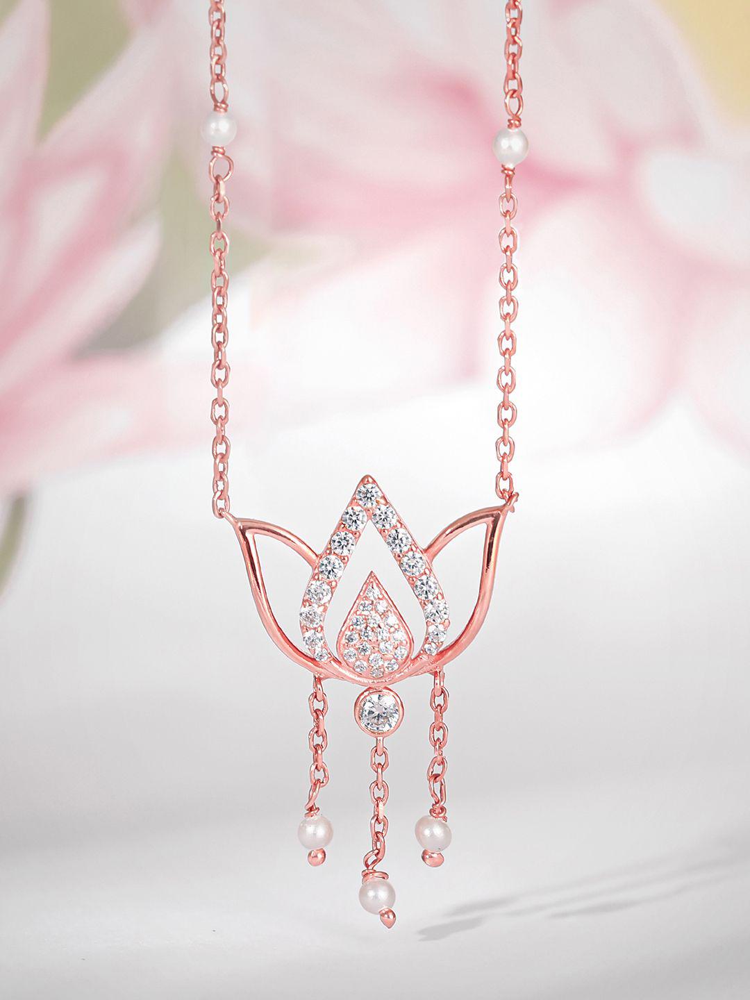 Buy GIVA 925 Sterling Silver Rose Gold Plated Kamala Necklace ...