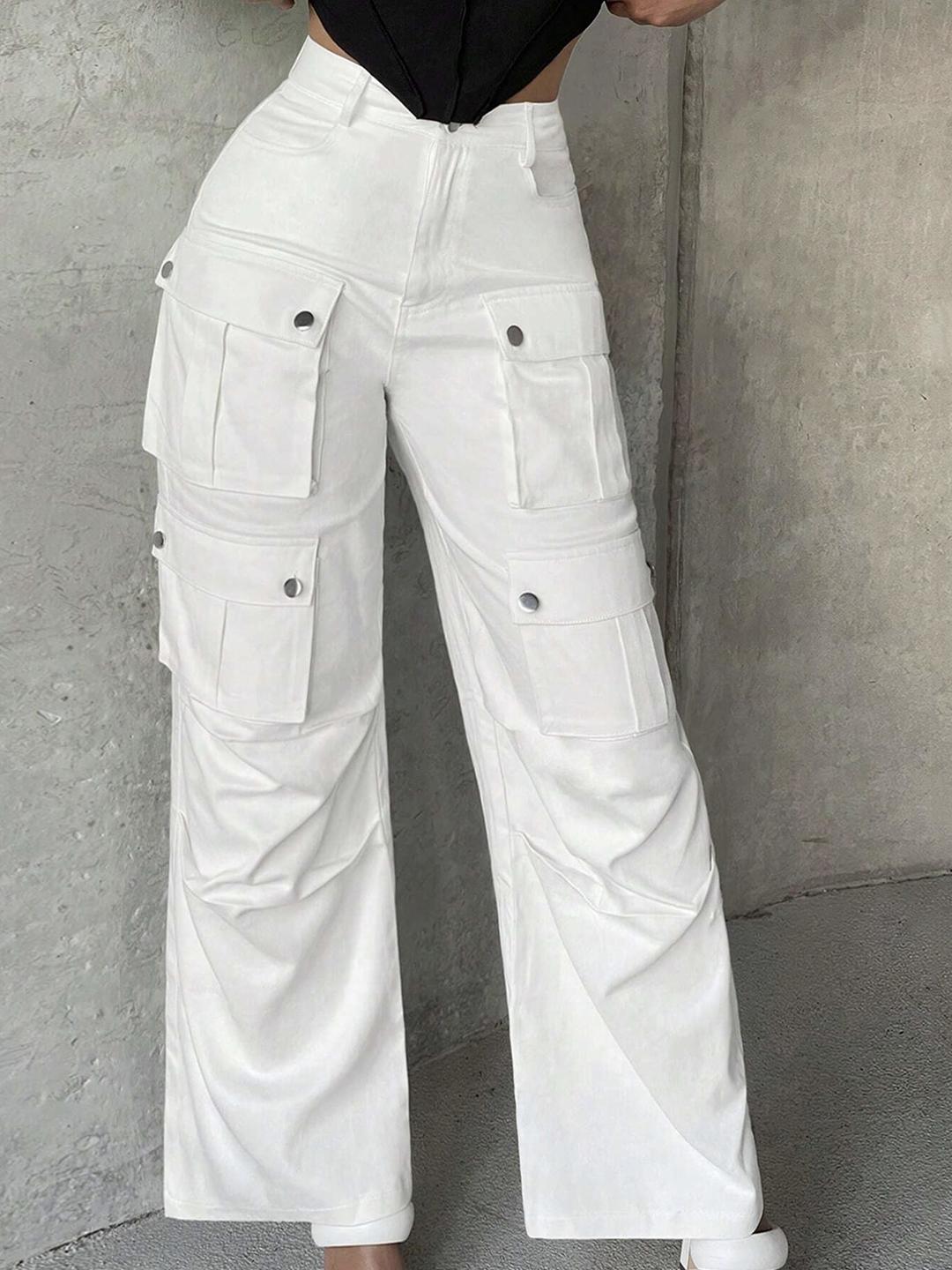 Buy LA CHIC PICK Women Cotton High Rise Cargos Trouser - Trousers for ...