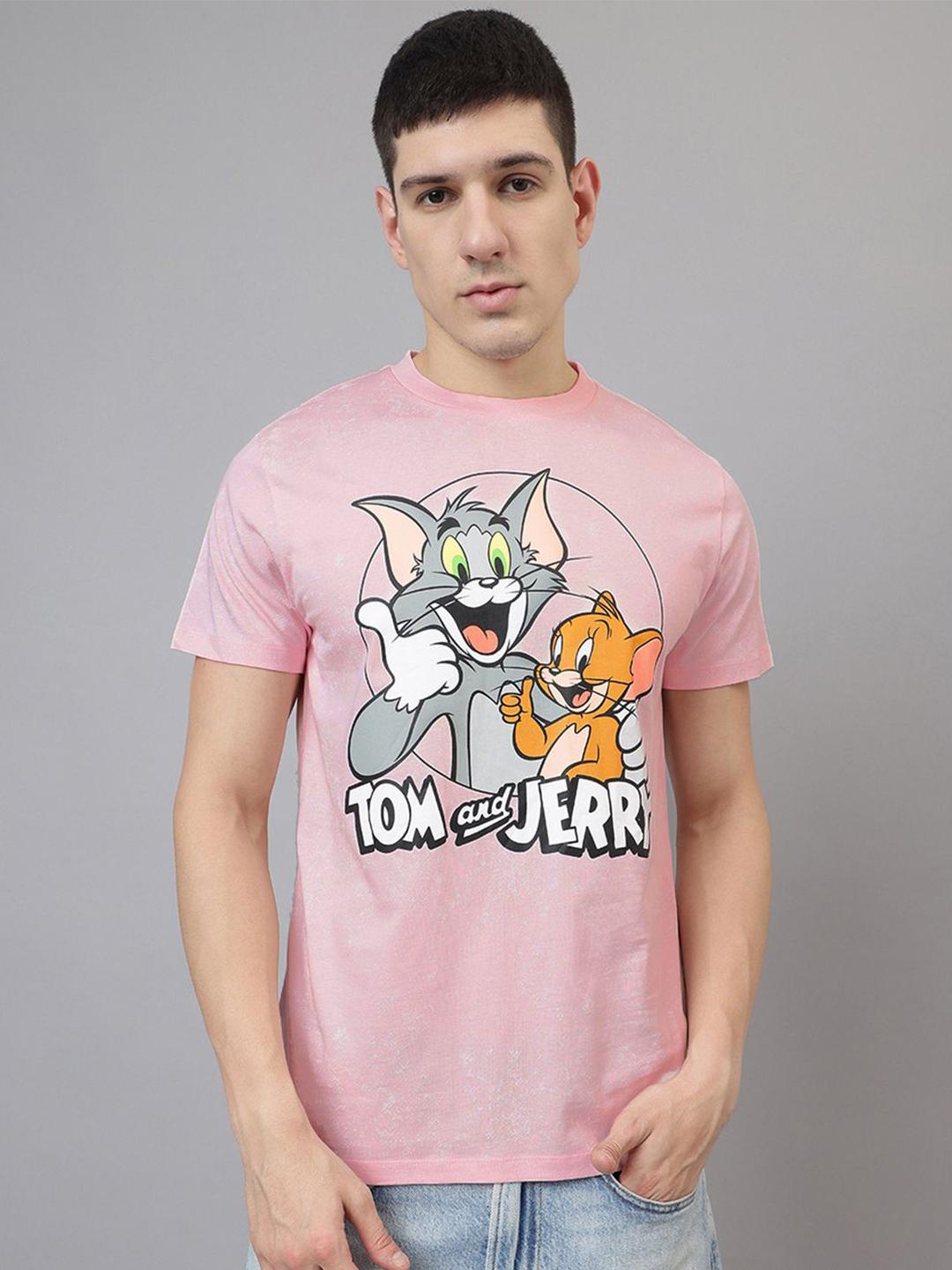 Buy Free Authority Men Tom & Jerry Graphic Printed Round Neck Cotton ...