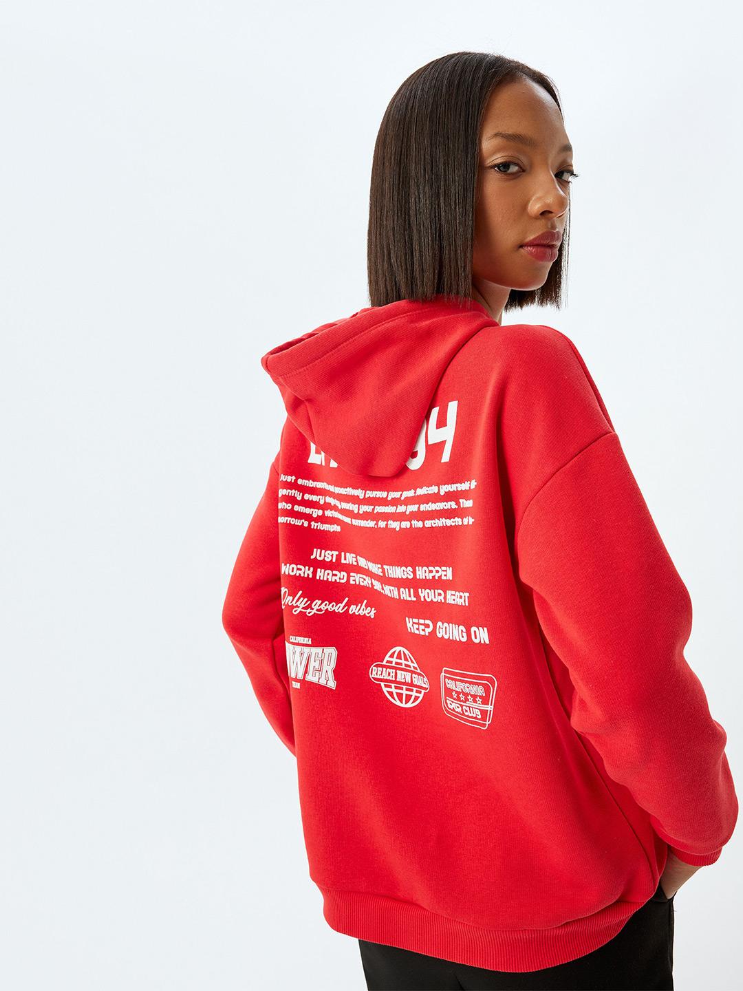 Buy Koton Women Long Sleeves Printed Hooded Sweatshirt - Sweatshirts ...