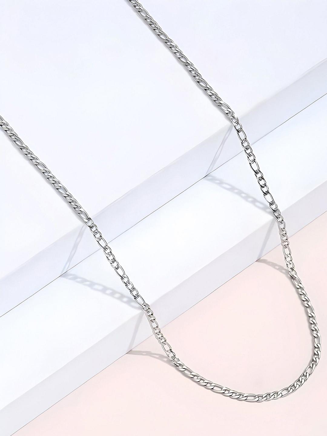 Buy Minprice Unisex Silver Plated Stainless Steel Minimal Chain ...
