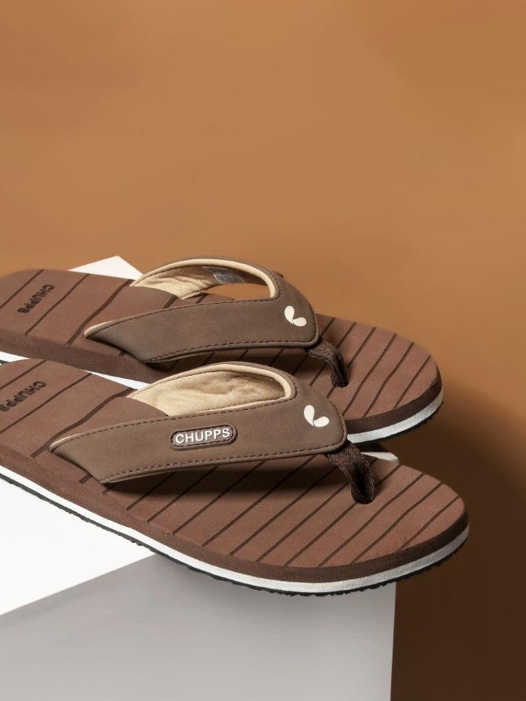 Buy CHUPPS Mens Brown Path Doctor Ultra Soft Ortho Slipper Flipflop ...