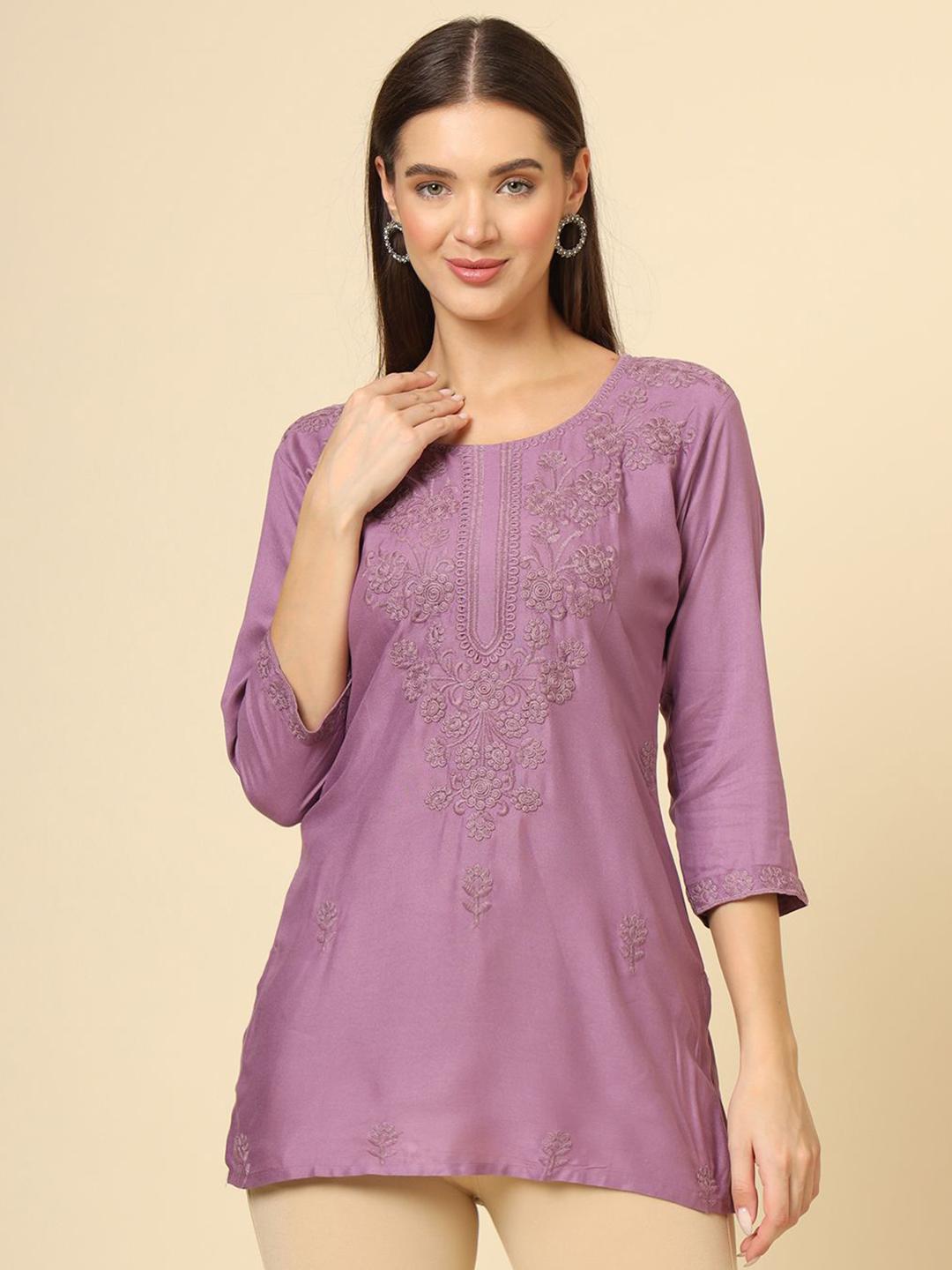 Buy HERE&NOW Women Floral Embroidered Thread Work Thread Work Short ...