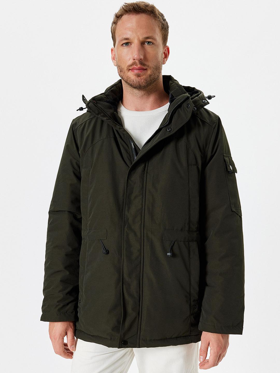Buy Koton Men Hooded Solid Casual Padded Jacket - Jackets for Men ...