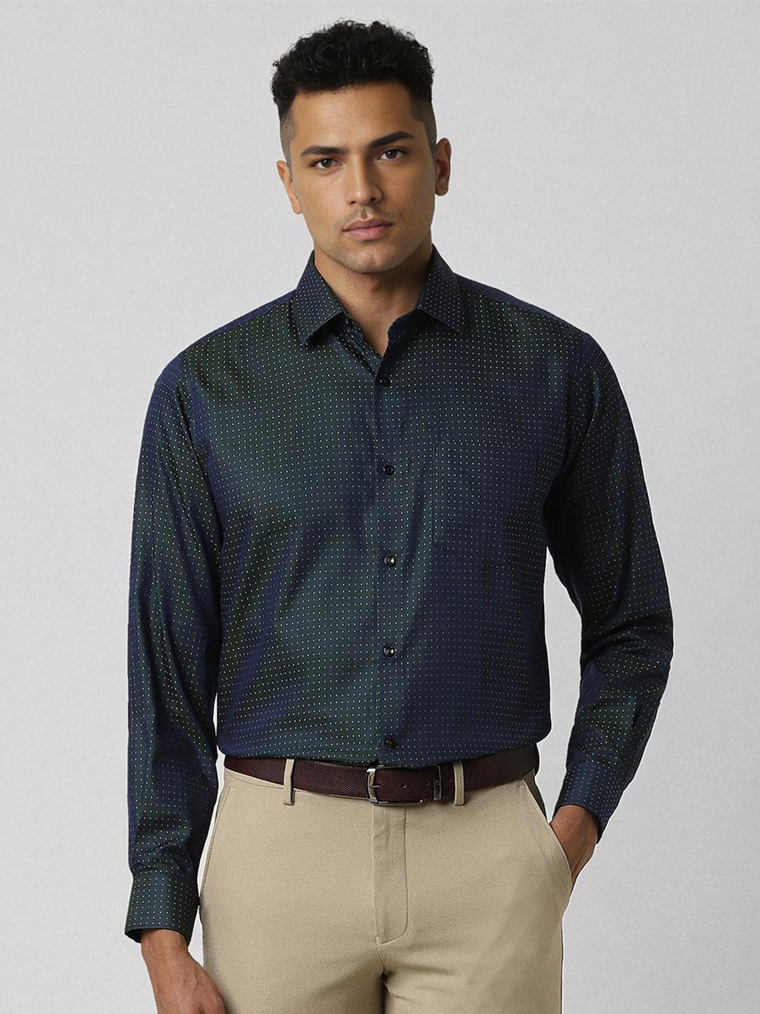 Buy Van Heusen Men Spread Collar Micro Ditsy Printed Cotton Formal ...