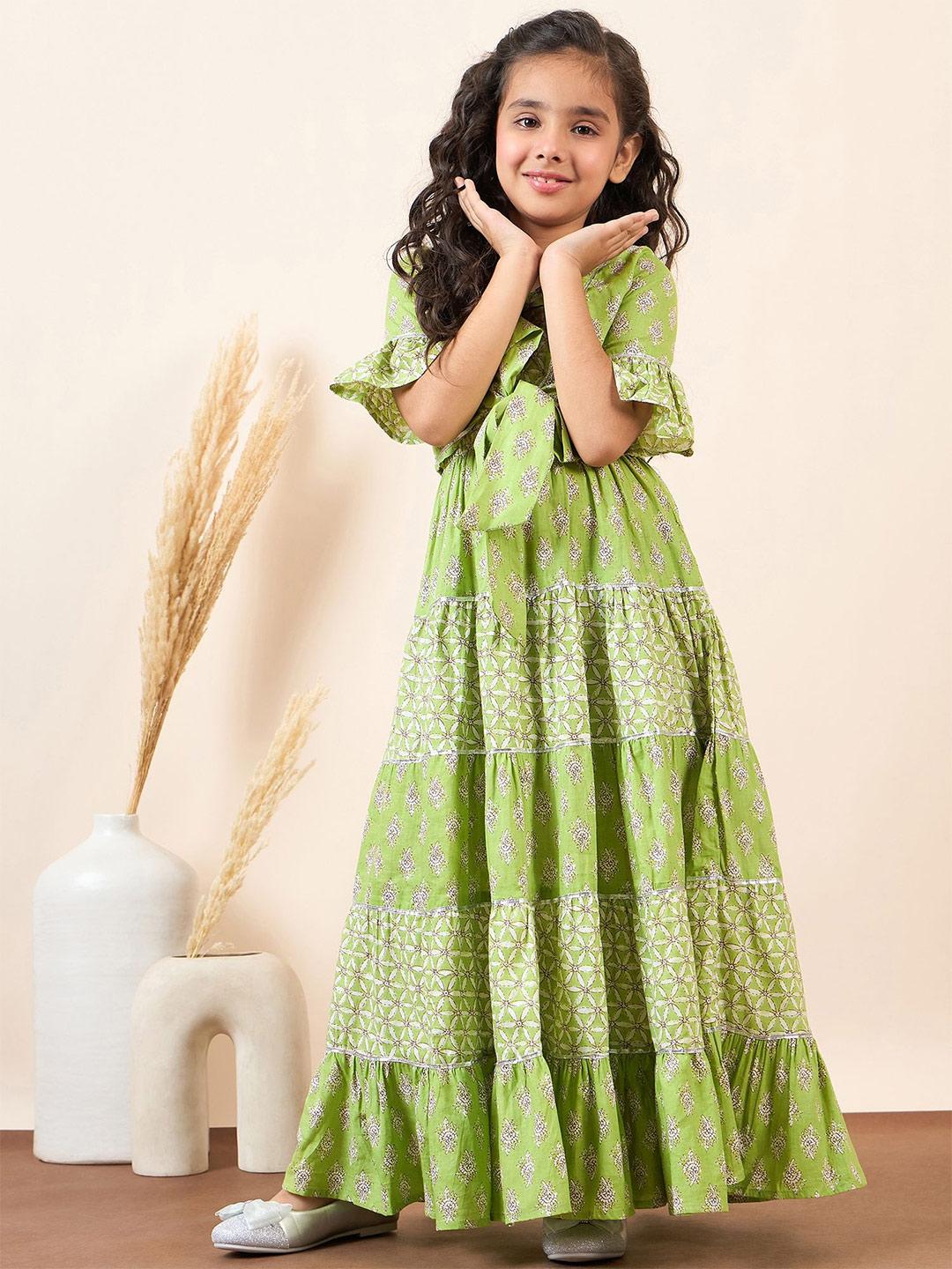 Buy Stylo Bug Girls Ethnic Motifs Print A Line Maxi Dress - Dresses for ...