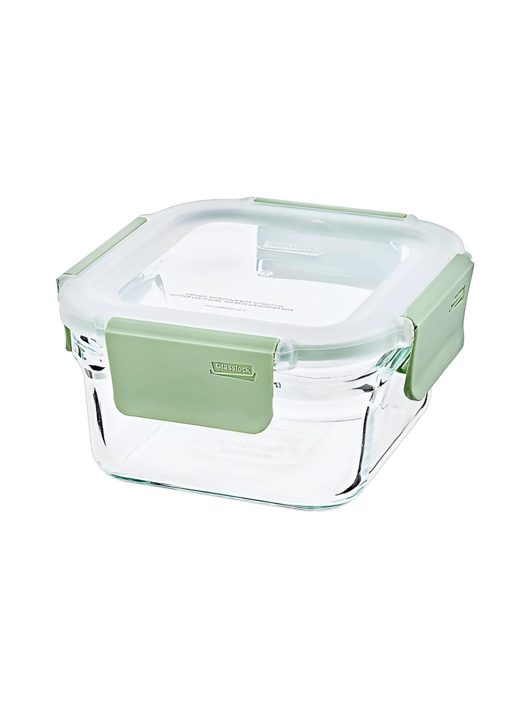Buy Glasslock Transparent & Green Glass Microwave Safe Fridge Container ...