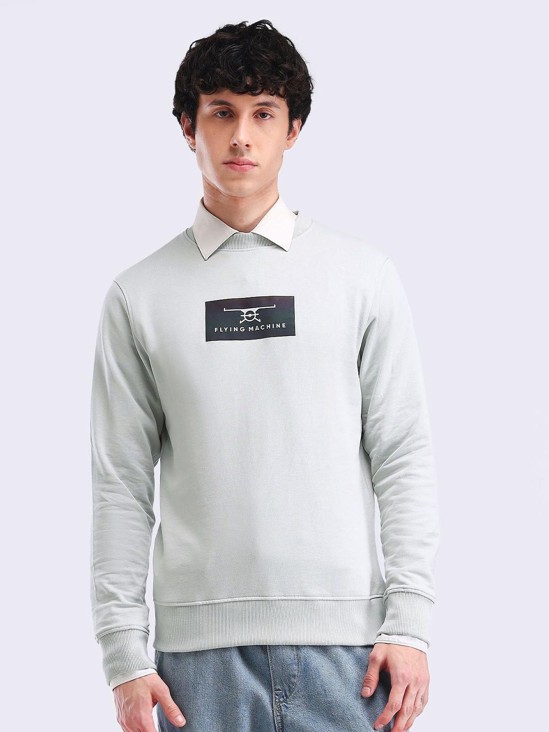 Buy Flying Machine Men Brand Logo Printed Round Neck Cotton Pullover ...