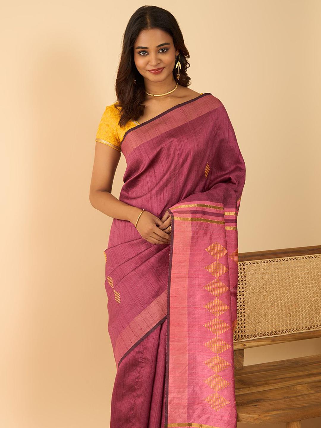 Buy Taneira Woven Design Zari Pure Silk Bhagalpuri Saree - Sarees for ...