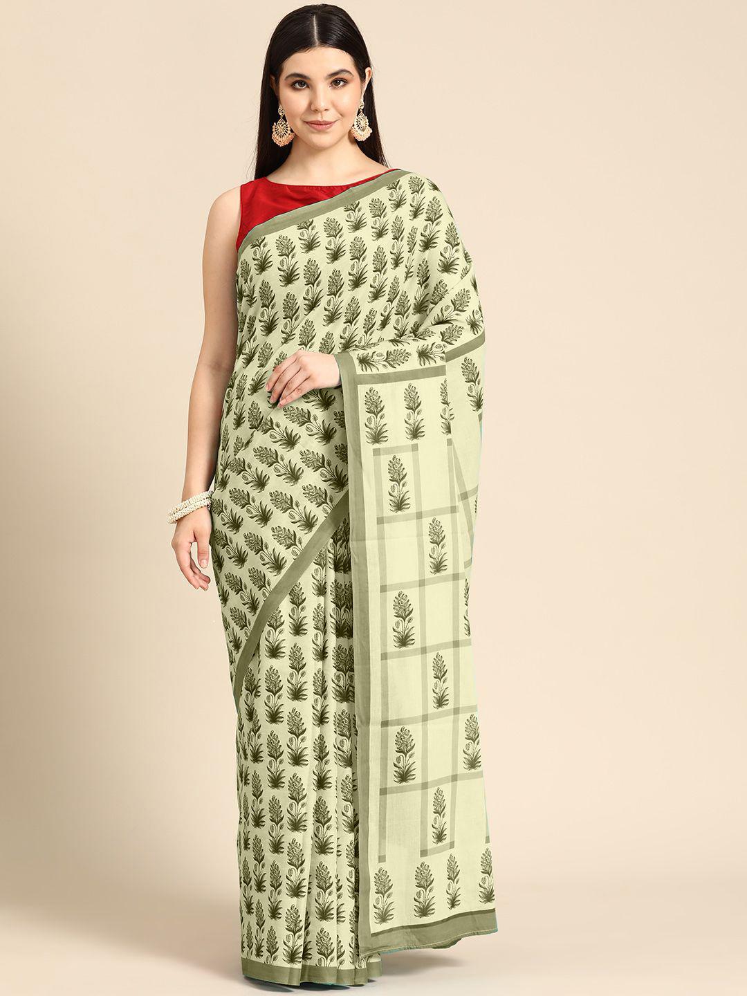 Buy BUTA BUTI Ethnic Motifs Printed Pure Cotton Saree - Sarees for ...