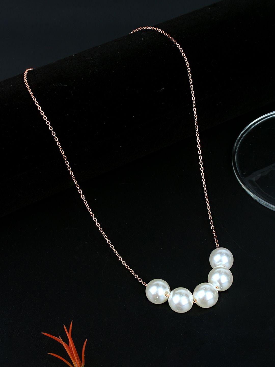 Buy KPOP Rose Gold Plated Beaded Minimal Necklace - Necklace And Chains ...