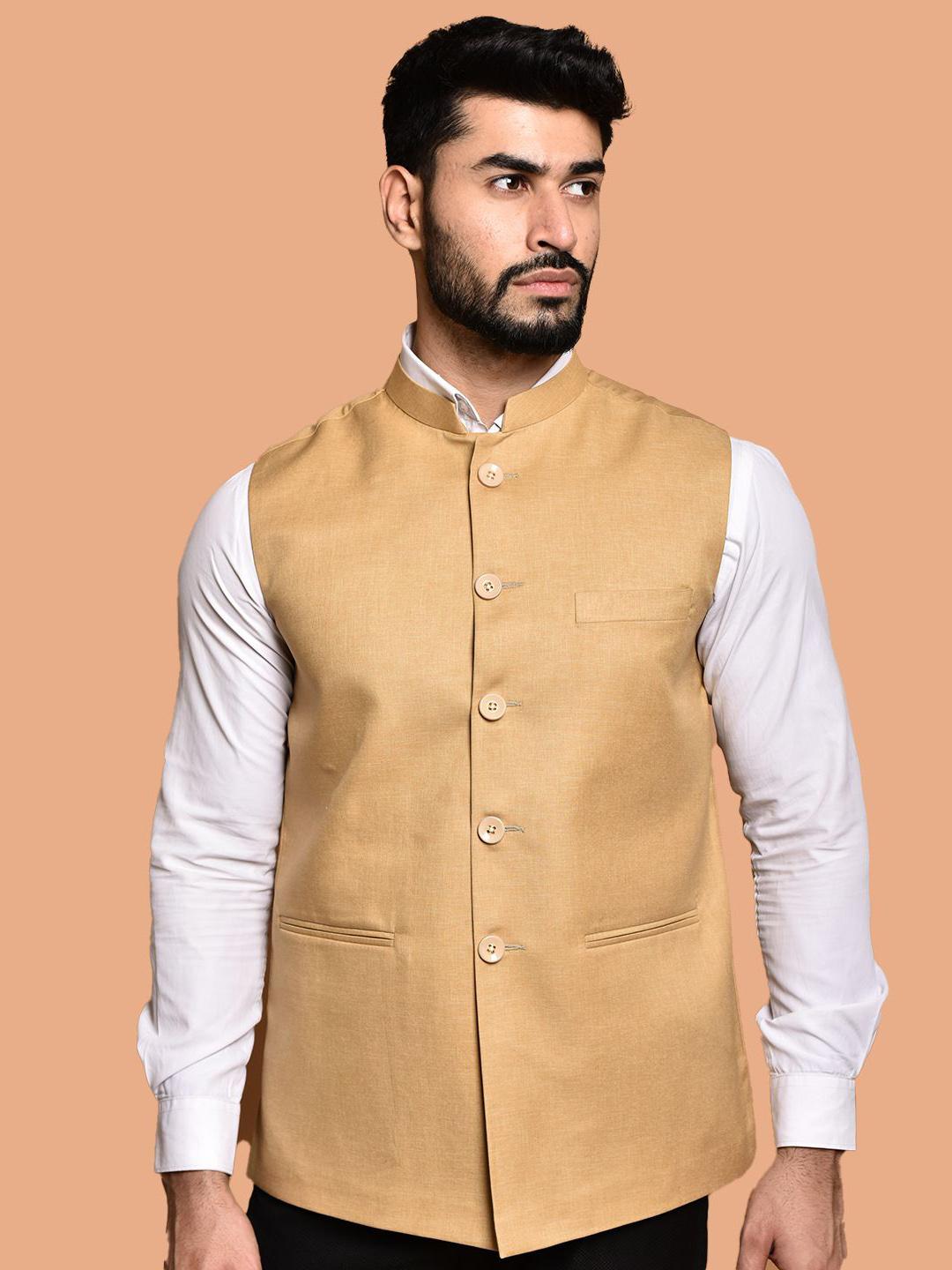 Buy PRINTCULTR Textured Woven Nehru Jacket - Nehru Jackets for Men ...
