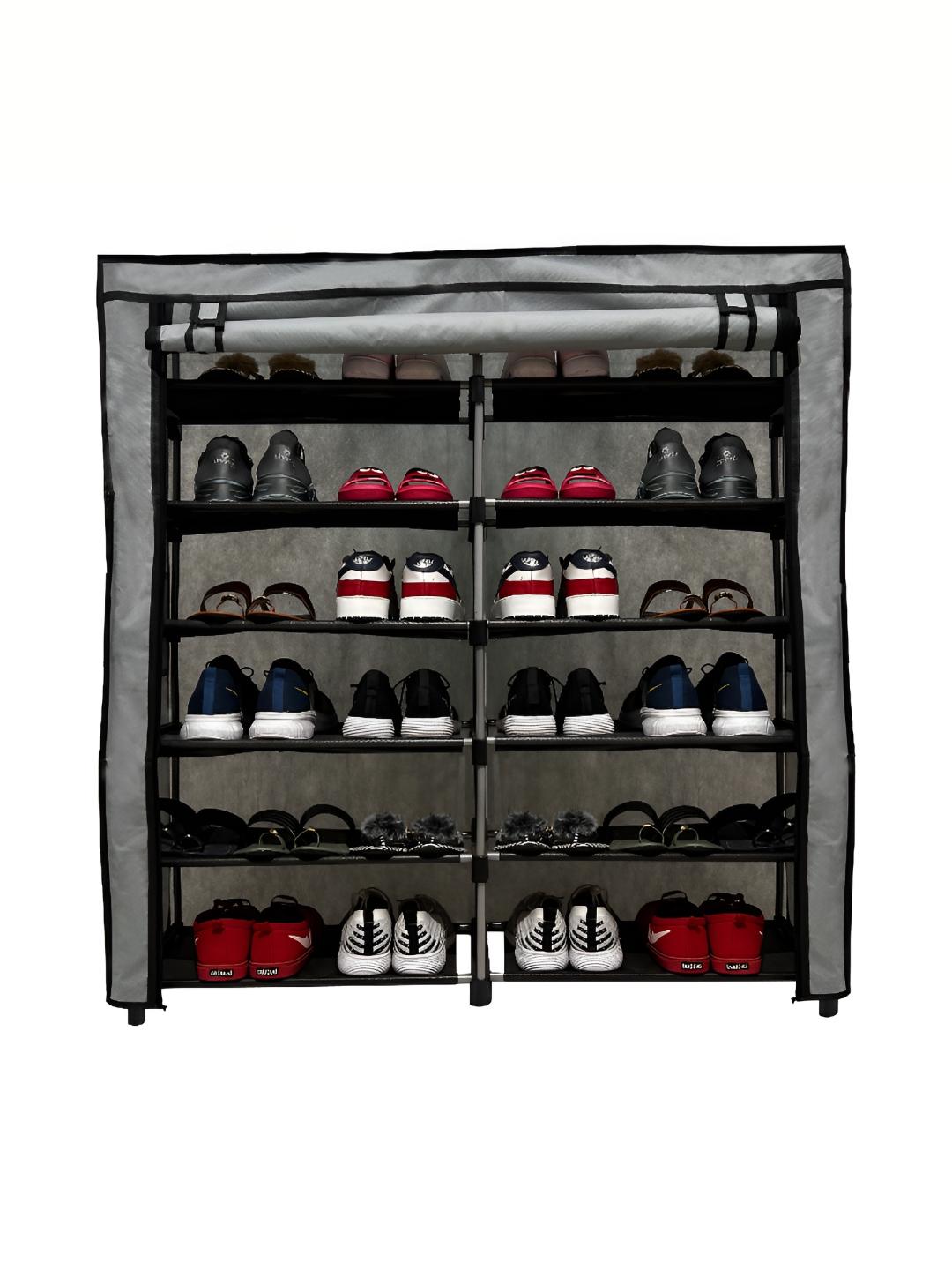 Buy Urban Choice Grey & Black 12 Tier Rectangular Shoes Rack - Racks ...