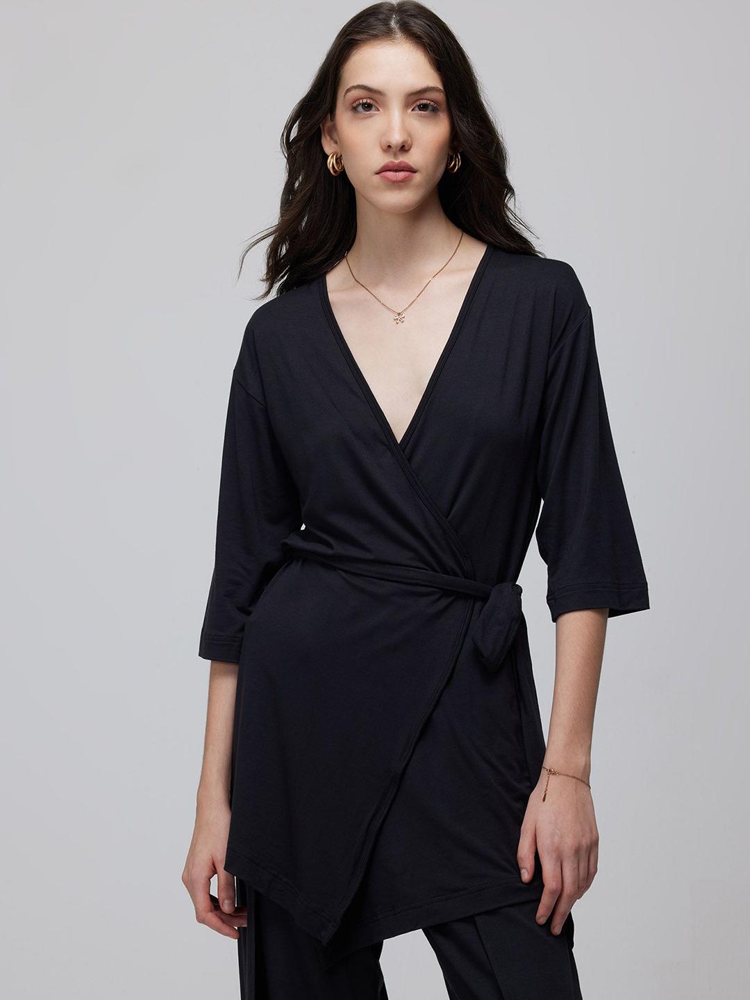 Buy Cava Black Ease Wrap Top - Tops for Women 31011635 | Myntra