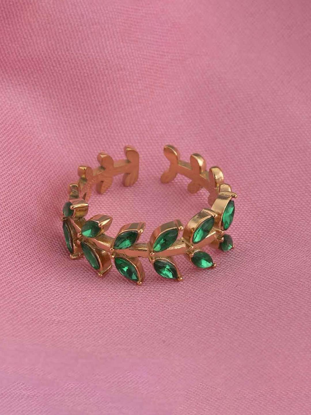 Buy PALMONAS Gold Plated Stainless Steel Cubic Zirconia Strone Studded ...
