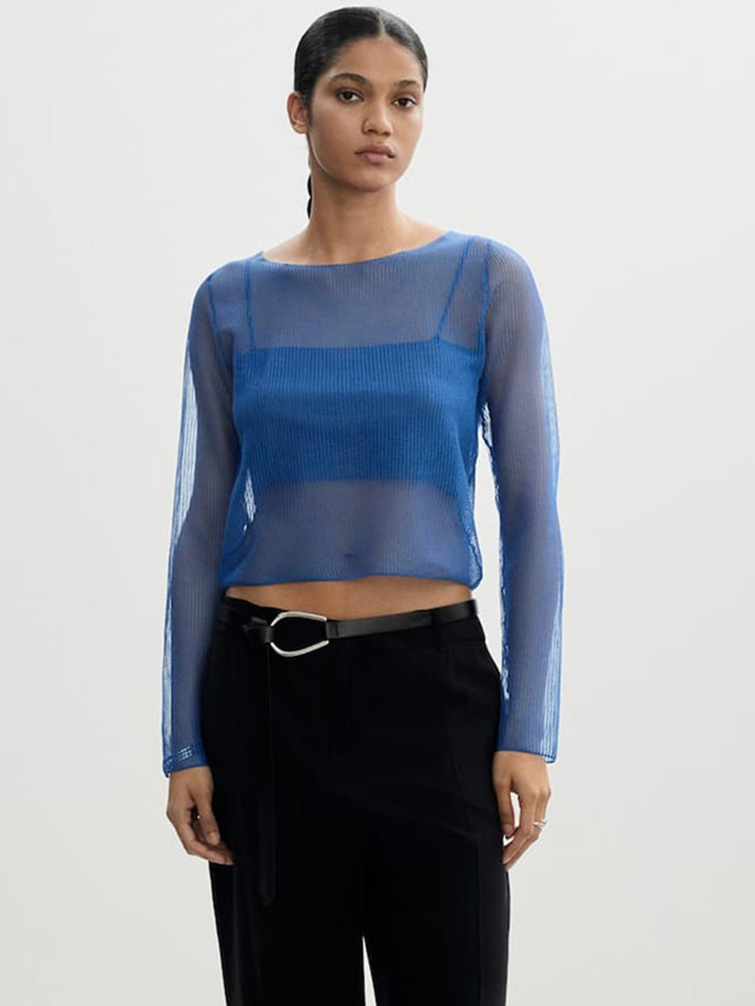 Buy MANGO Sheer Top With Ribbed Cami - Tops for Women 30865776 | Myntra