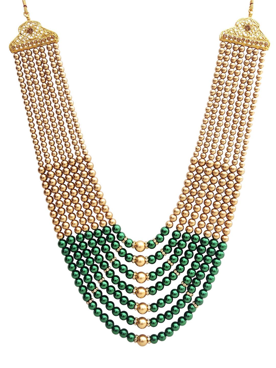 Buy Radhe Creation Men Gold Plated Moti Mala Pearls Beaded Seven ...