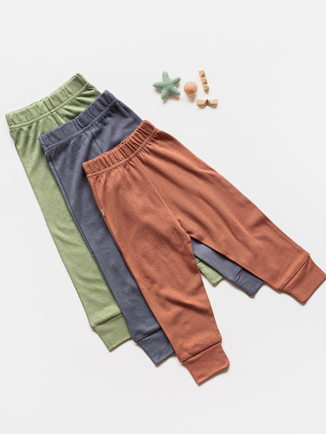Buy Cocoon Care Infant Pack Of 3 Solid Mid Rise Joggers - Track Pants ...