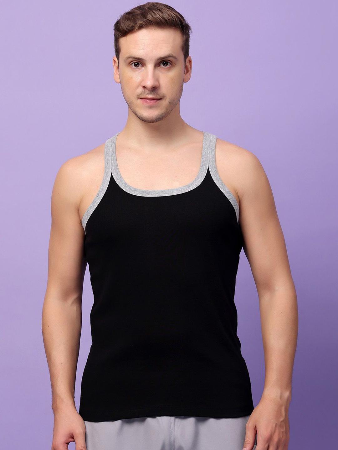 Buy Friskers Ribbed Solid Pure Cotton Gym Vests 300824CA 0104 ...