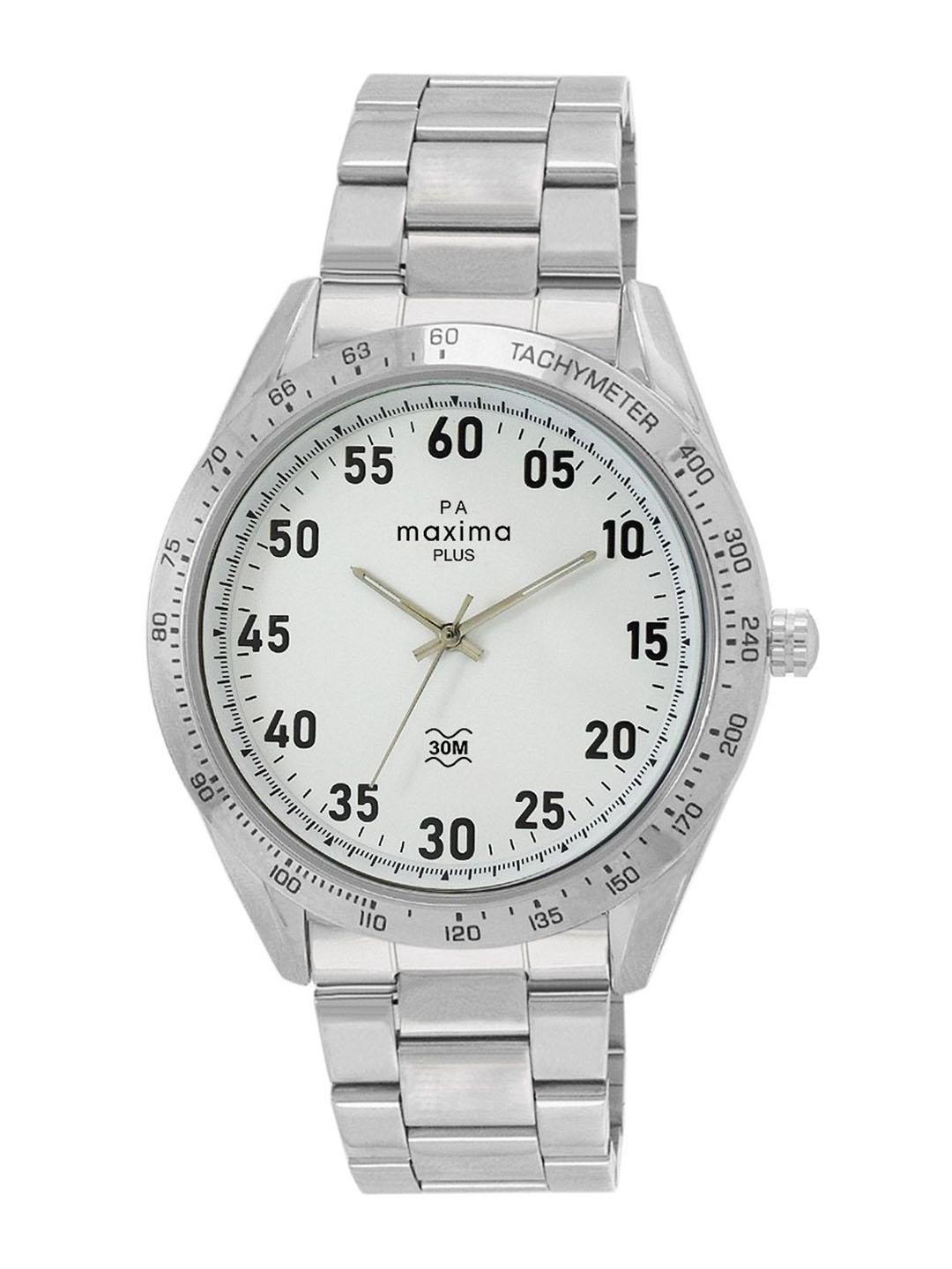 Buy Maxima Men Embellished Dial & Stainless Steel Straps Analogue Watch ...