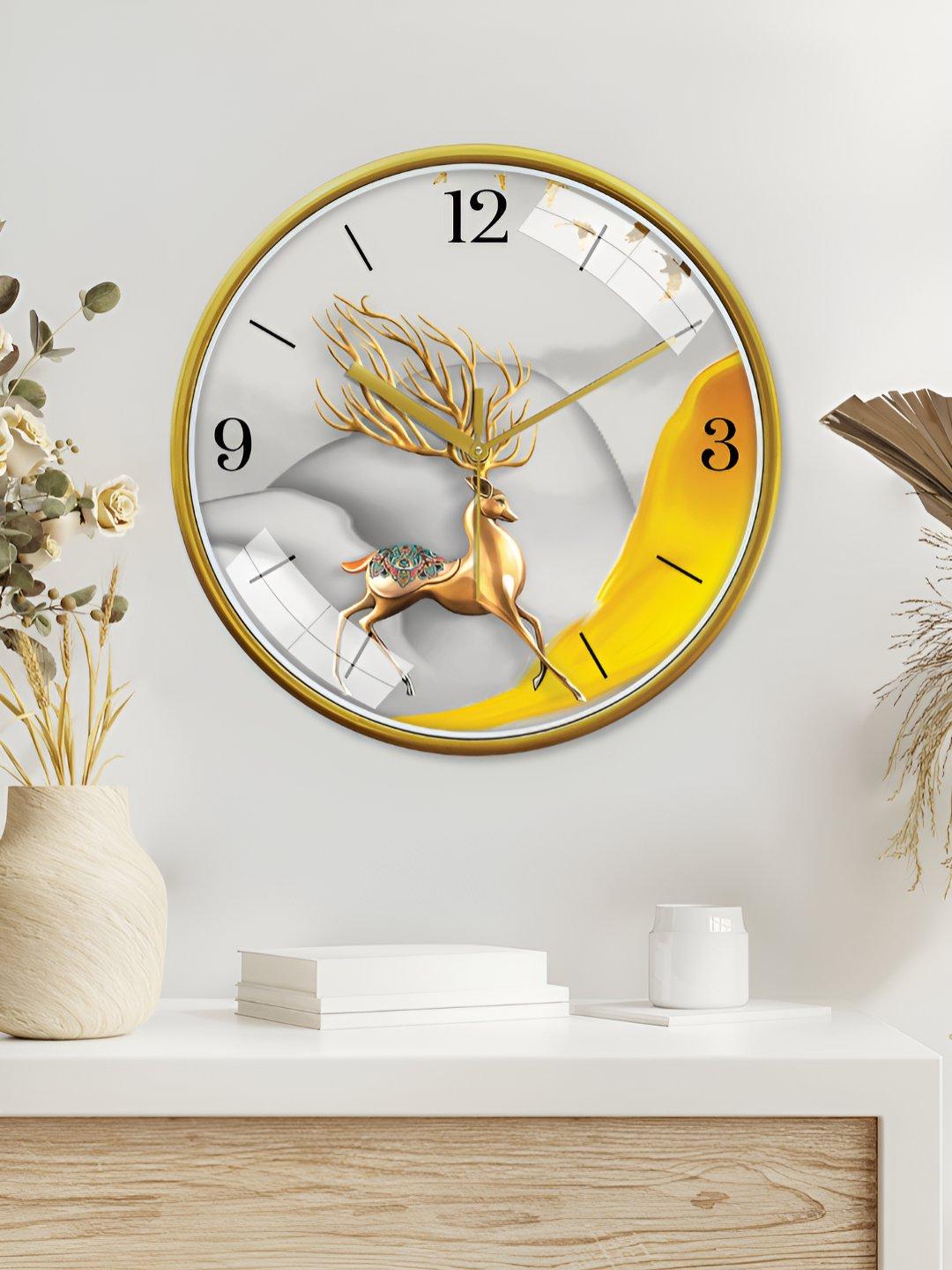 Buy RANDOM Printed Round Shaped Sweep Silent Movement Contemporary Wall ...