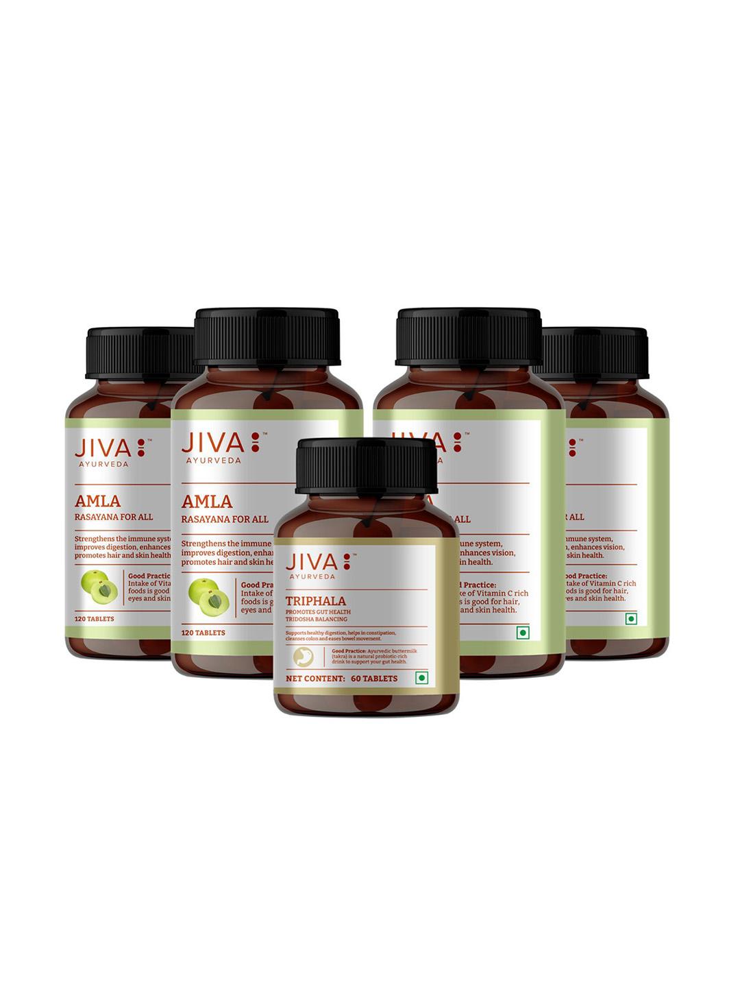 Buy Jiva Set Of 4 Amla Tablets 120 Tablets Each With Triphala Tablets ...